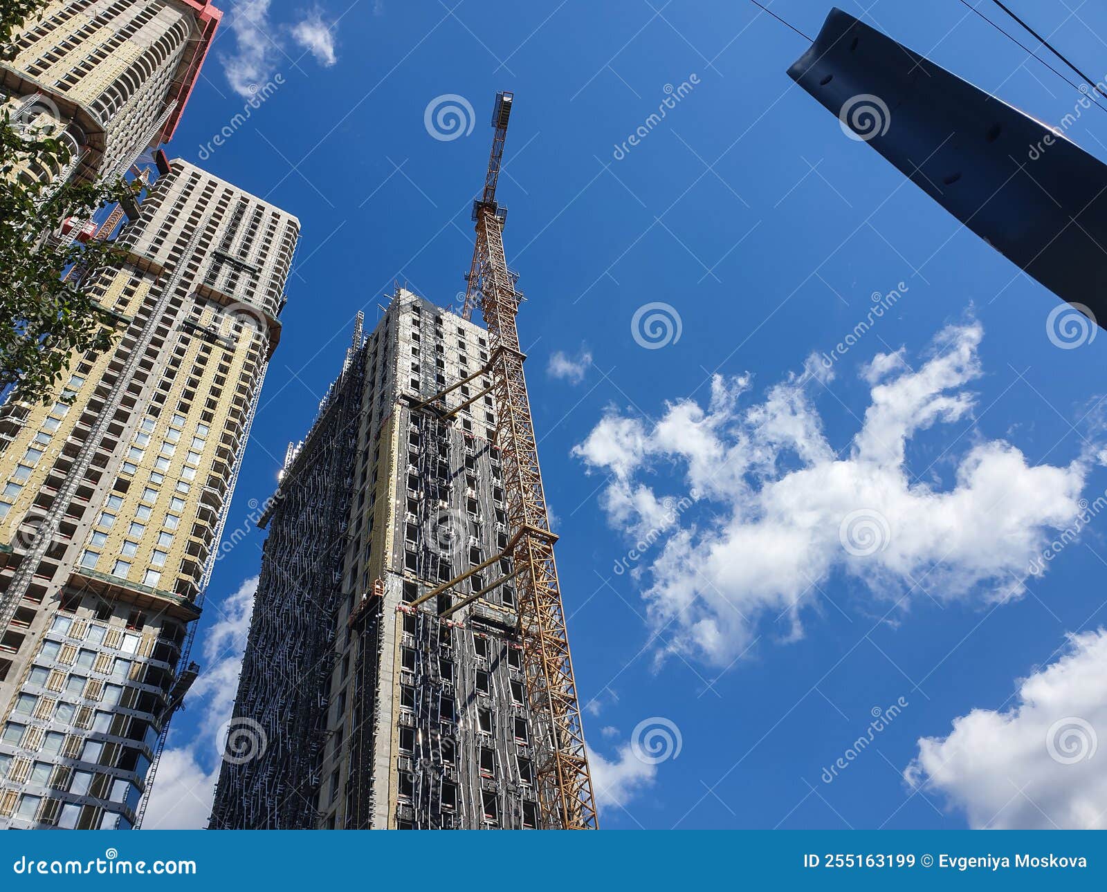 Modern Process of Skyscraper Site Construction or Tall Buildings on ...