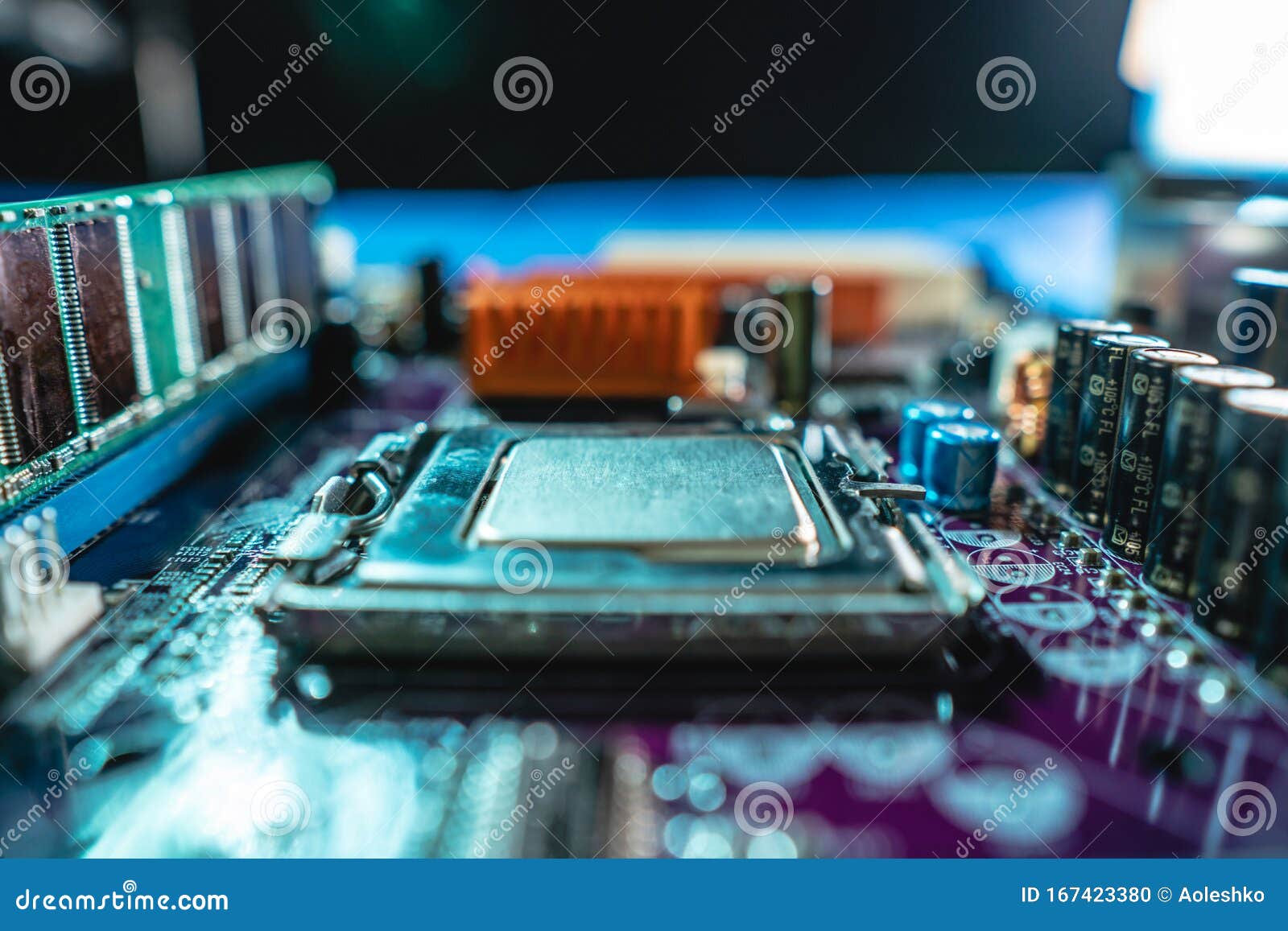 Modern Processor CPU on the Motherboard of the Computer. Concept of ...