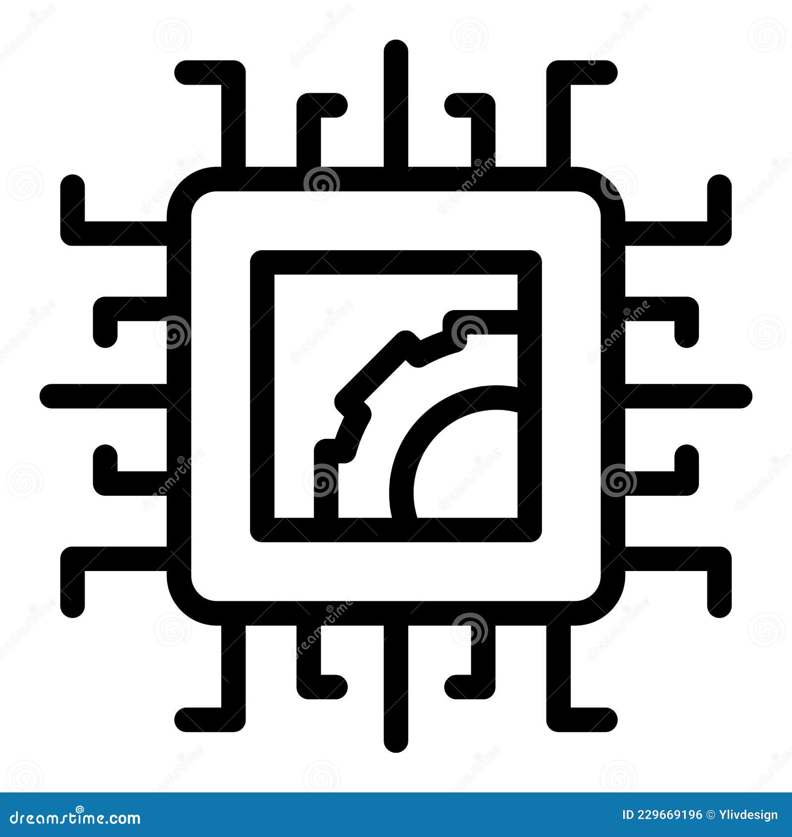 Modern Processor Icon Outline Vector. Digital Circuit Stock ...