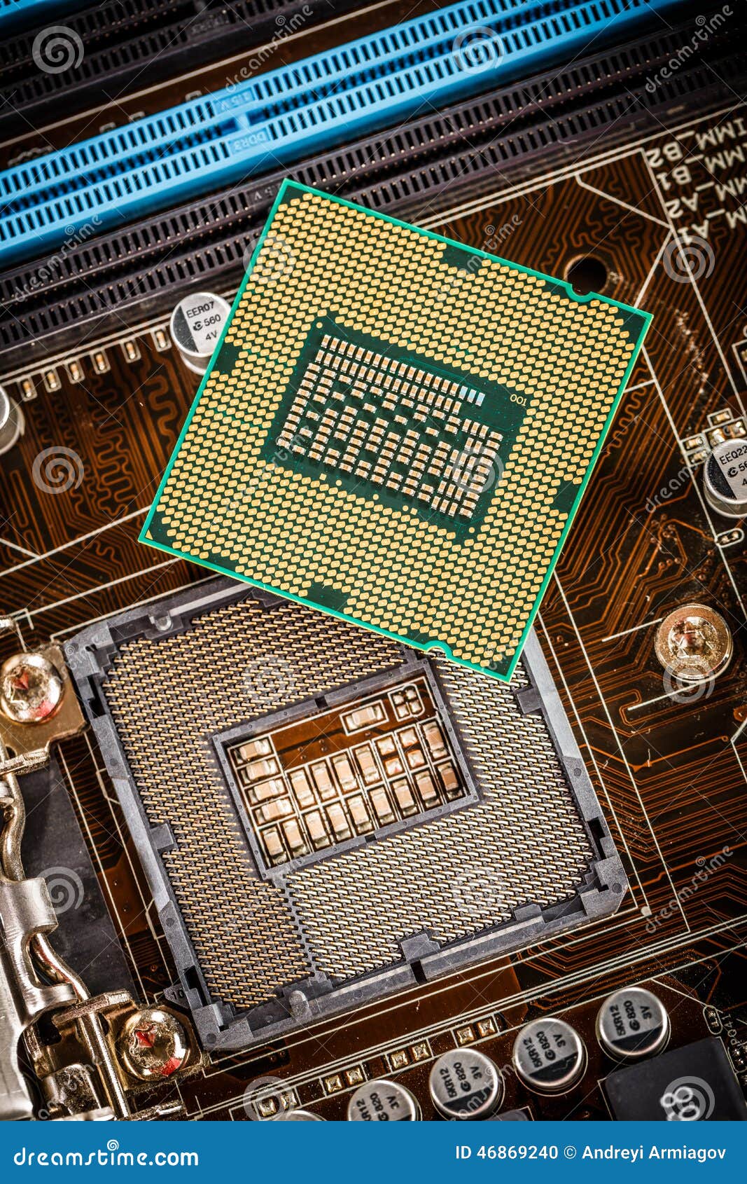 Modern Processor and Motherboard Stock Photo - Image of hold ...