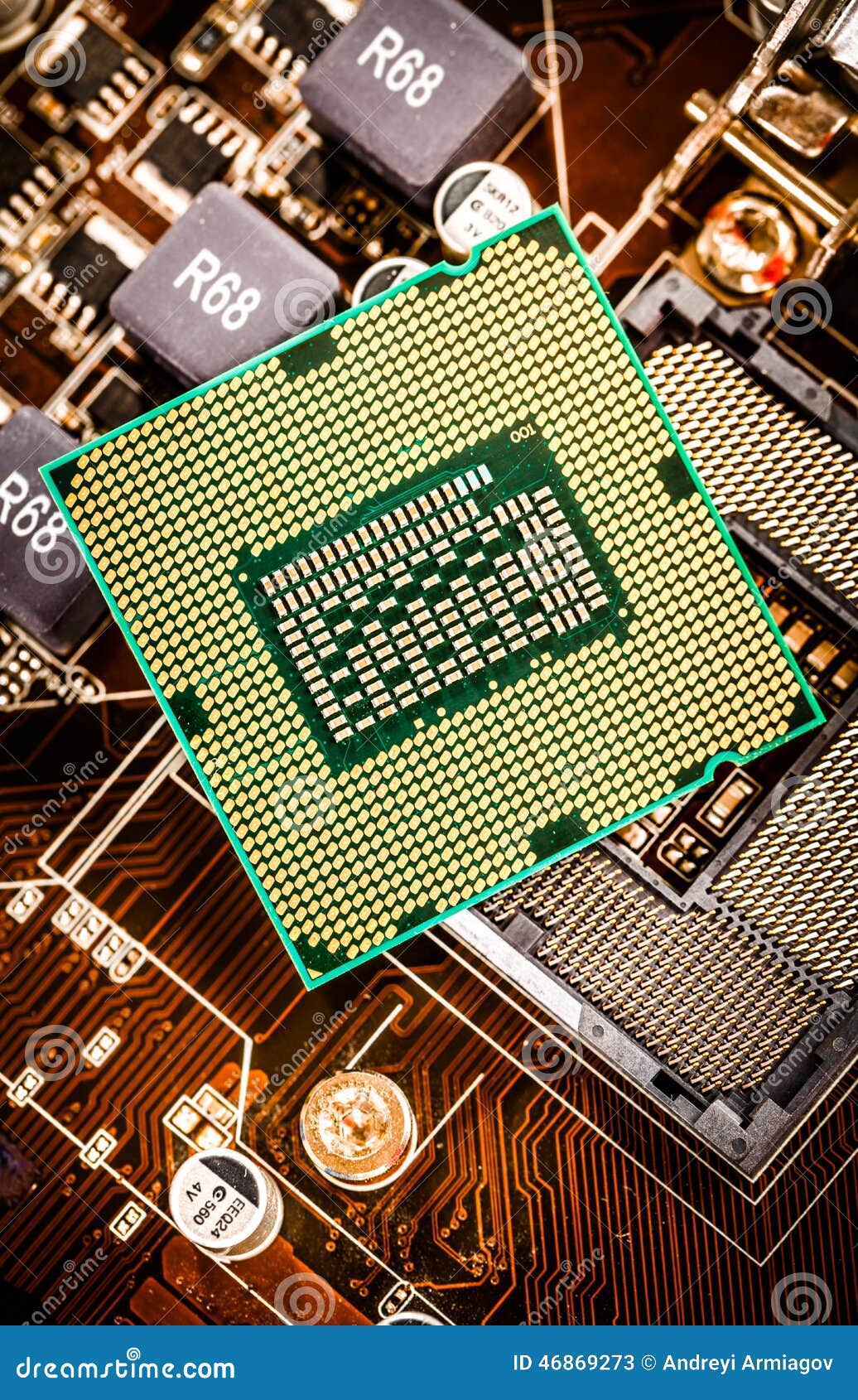 Modern Processor and Motherboard Stock Image - Image of hardware ...