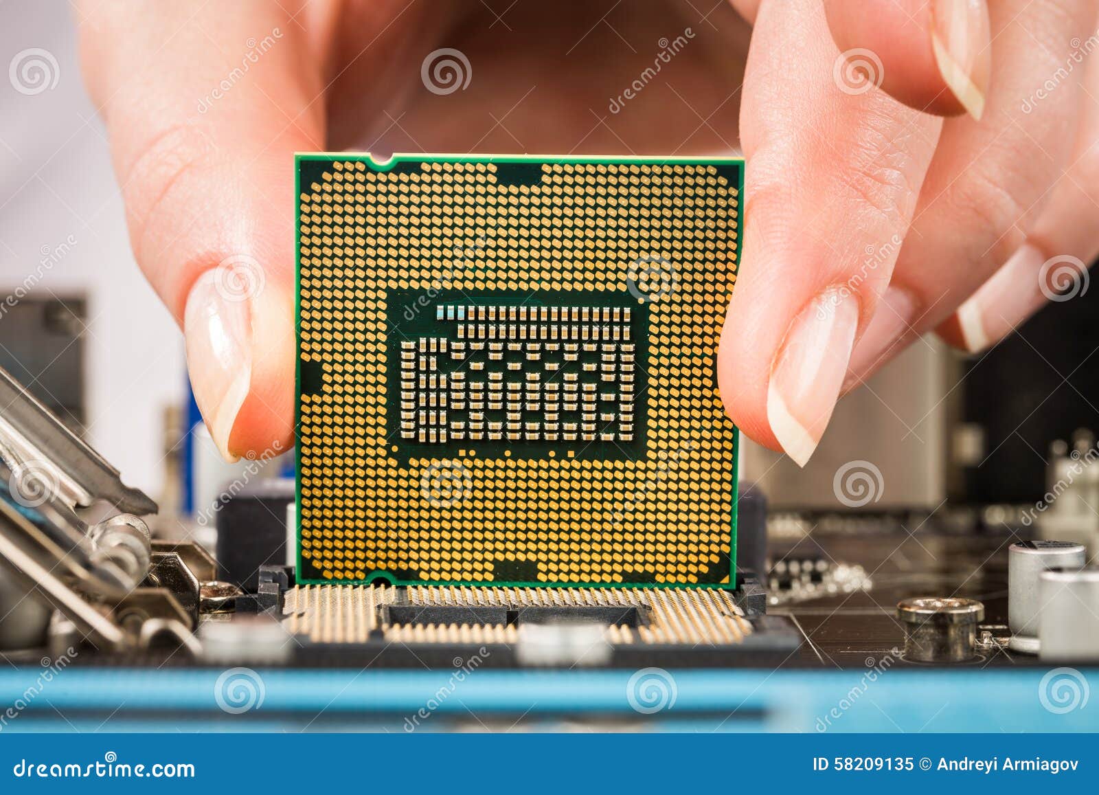 Modern Processor and Motherboard Stock Image - Image of silicon, clean ...