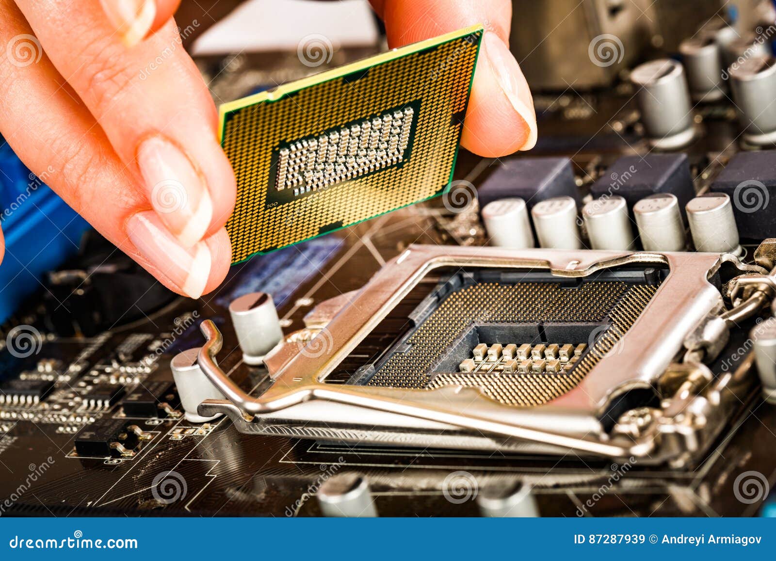 Modern Processor and Motherboard Stock Image - Image of circuit, chip ...