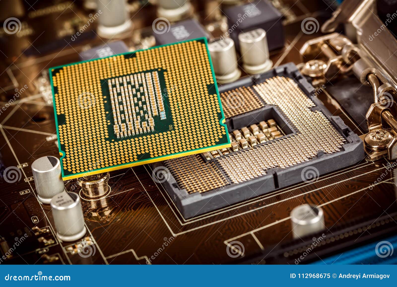 Modern Processor and Motherboard Stock Image - Image of chip ...