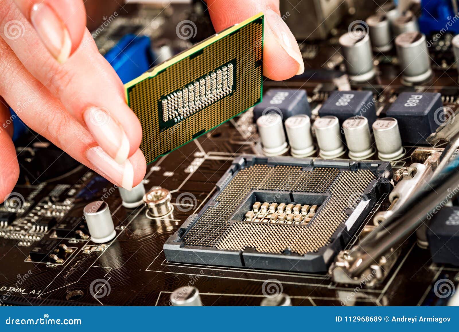 Modern Processor and Motherboard Stock Image - Image of computer ...