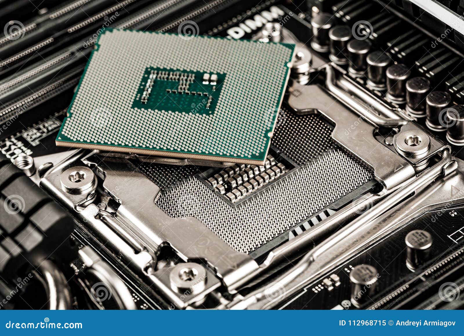 Modern Processor and Motherboard Stock Image - Image of power, computer ...