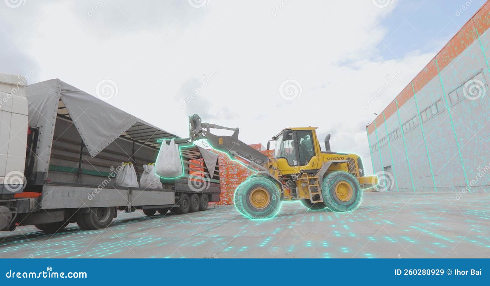 Modern Production Concept. Loading Cargo into a Truck Concept. the ...