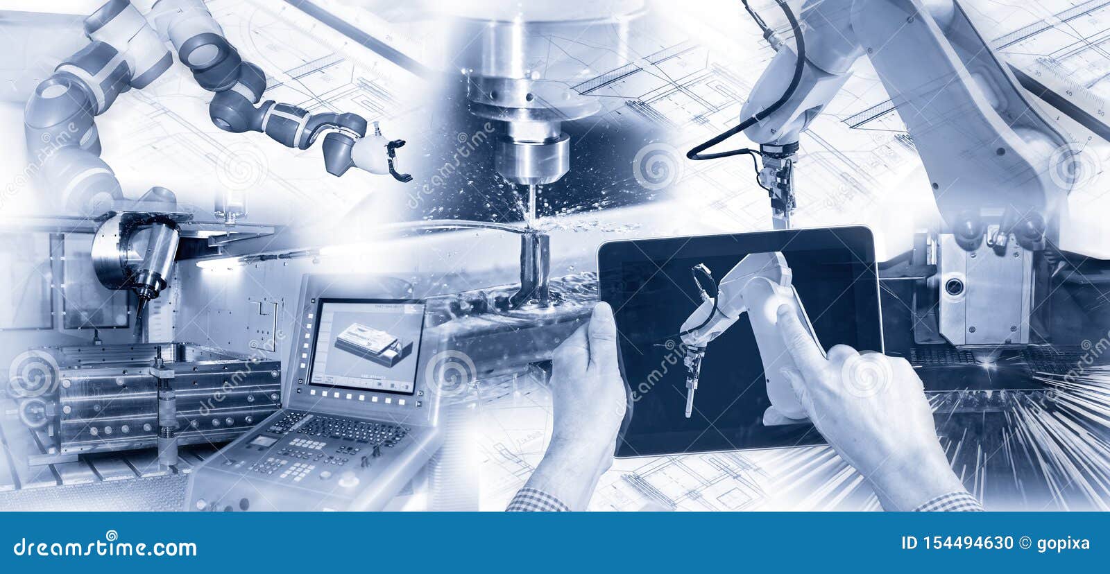 Modern Production with Industrial Robots Stock Photo - Image of metal ...