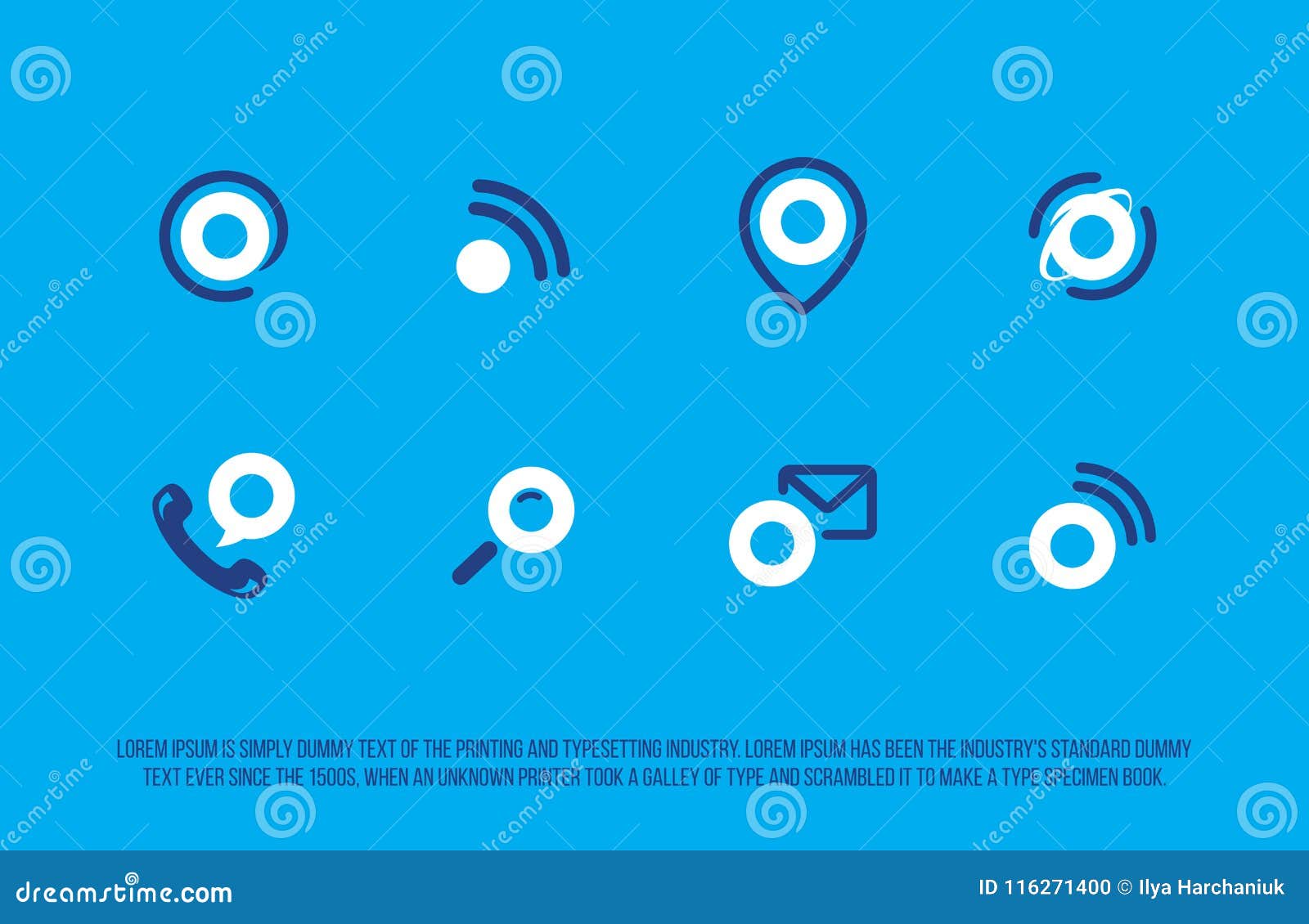 Modern Professional Advertising Icons Set in Blue Theme Stock ...