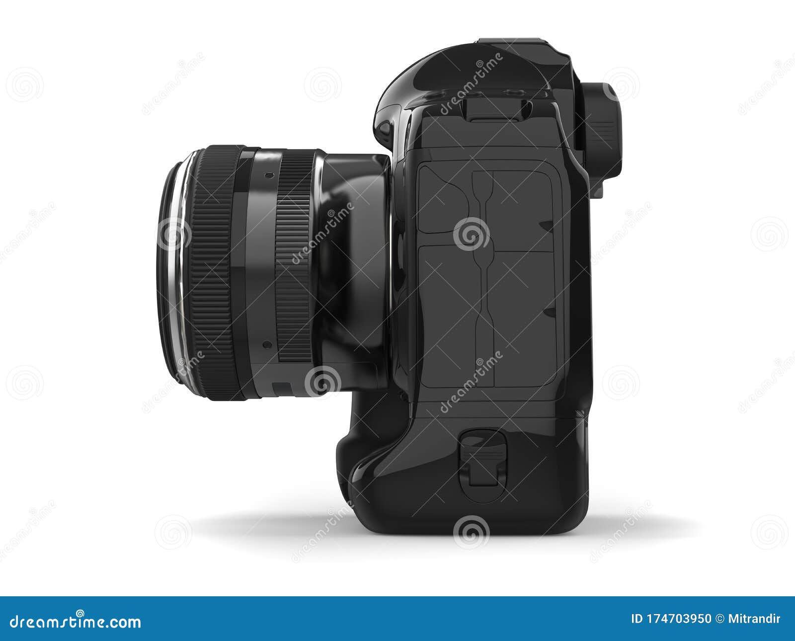 Modern Professional Black Photo Camera - Side View Stock Illustration ...