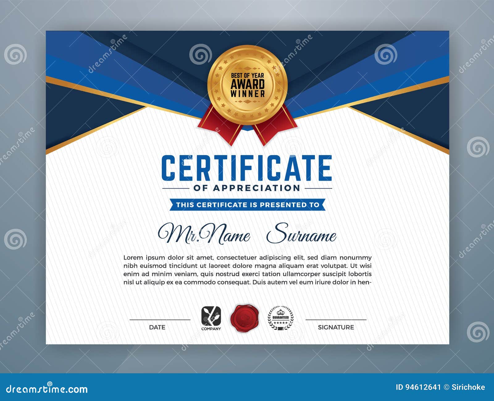 Modern Professional Certificate Template Stock Vector - Illustration of ...