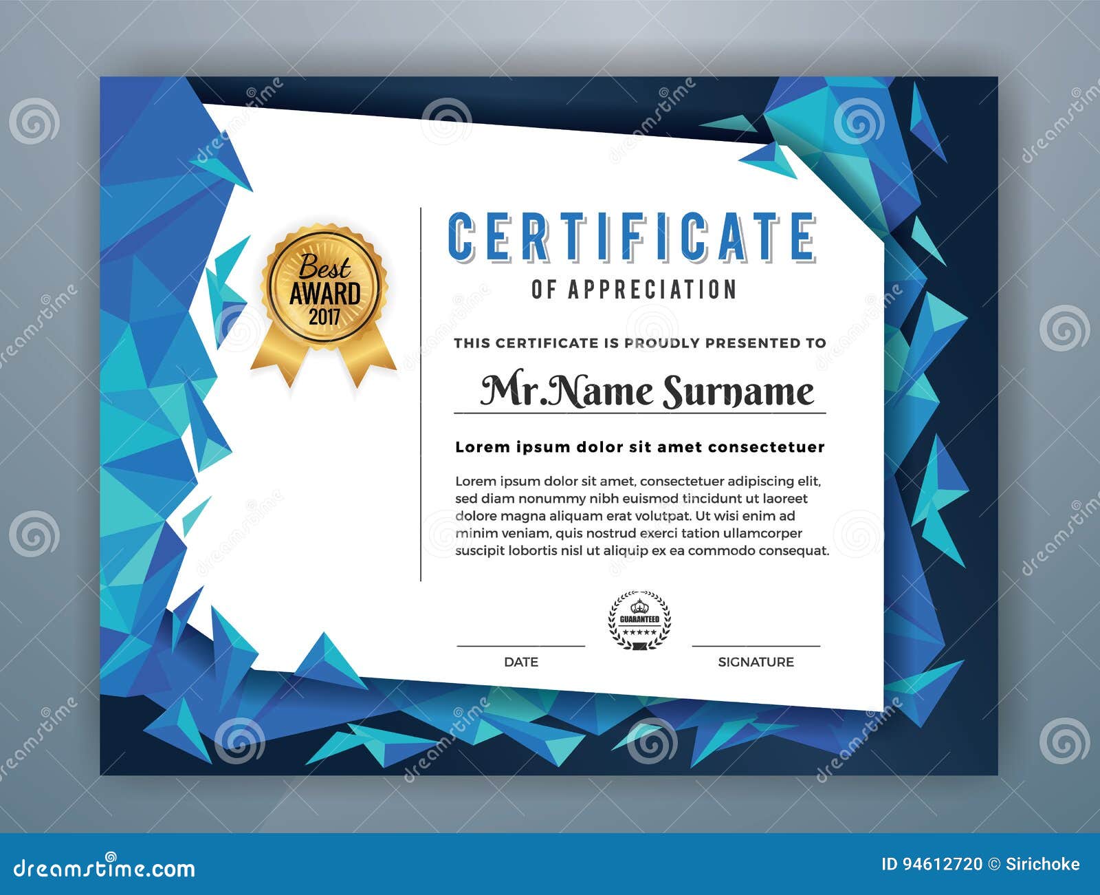 Modern Professional Certificate Template Stock Vector - Illustration of ...