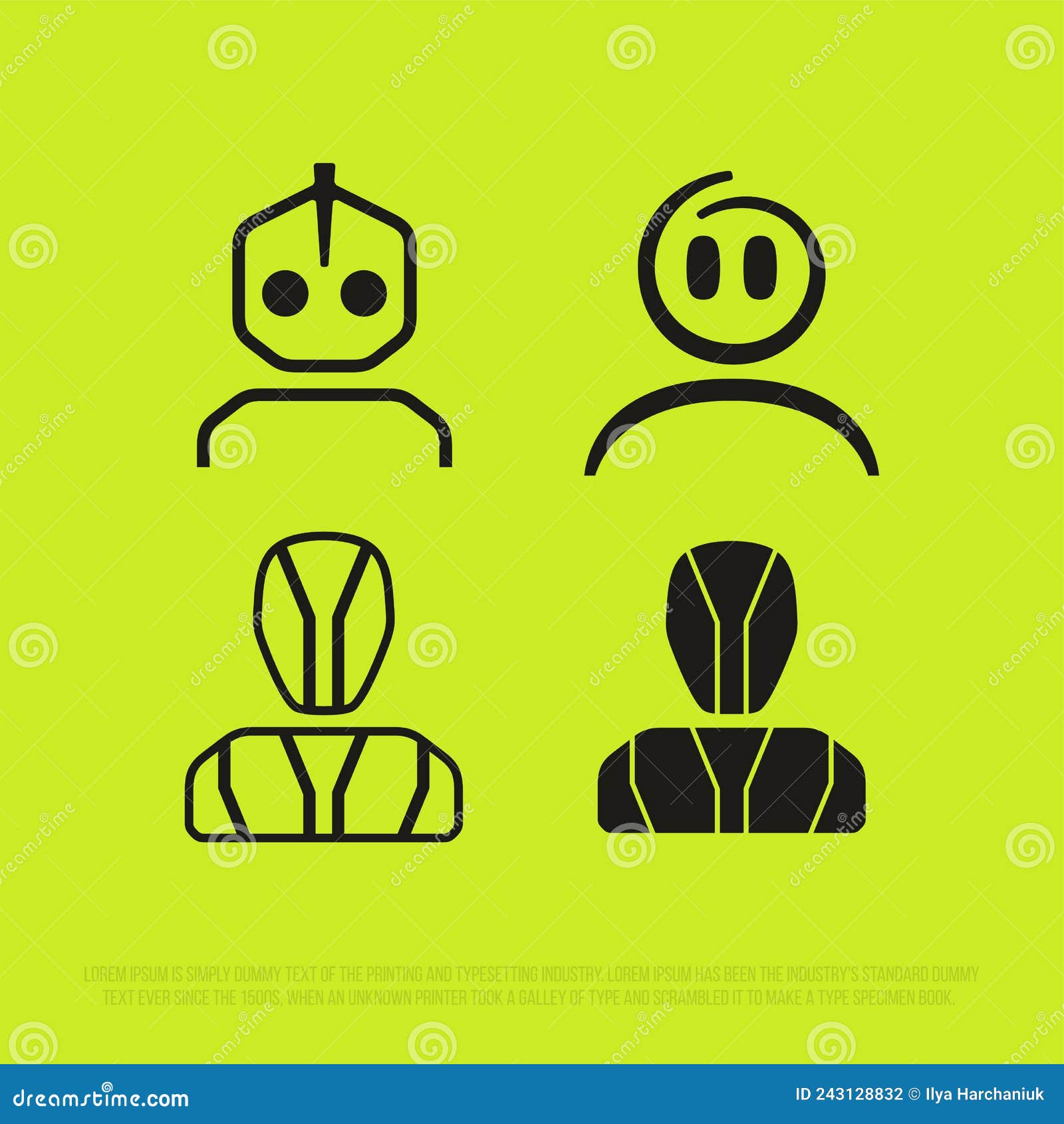 A Modern, Professional Collection of Robot-style User Icons Stock ...
