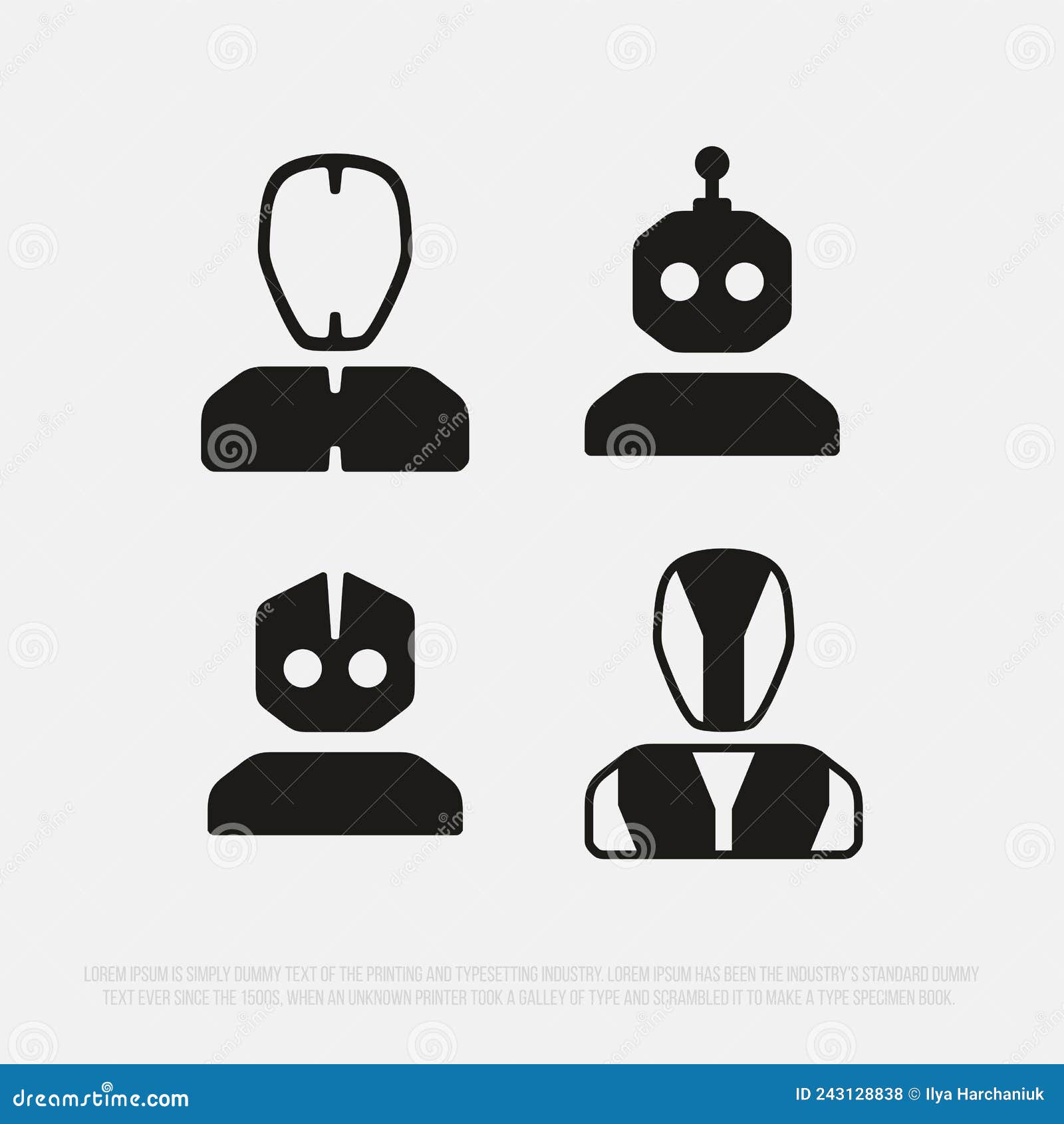 A Modern, Professional Collection of Robot-style User Icons Stock ...