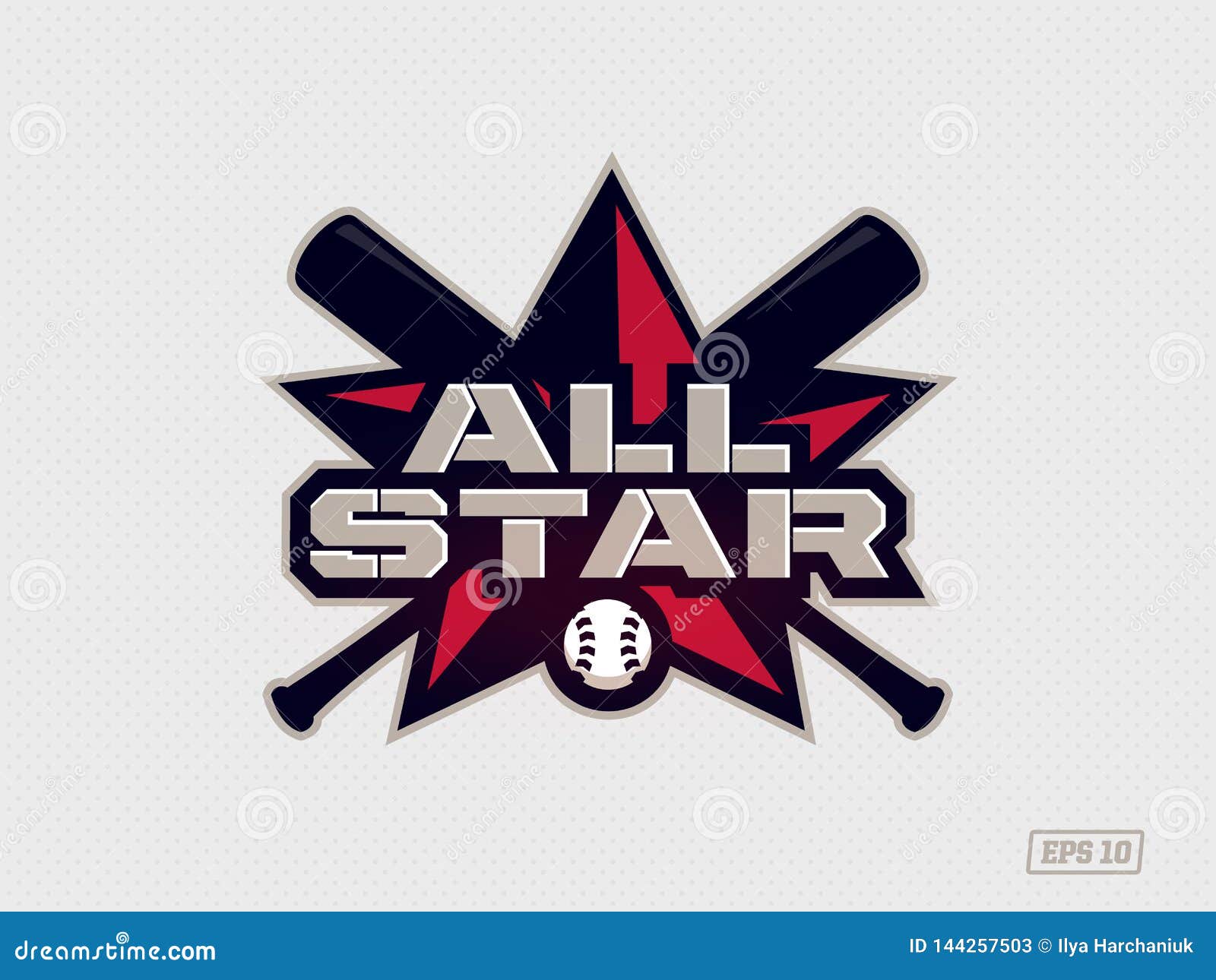 Modern Professional Emblem All Star for Baseball Game in Red Theme ...