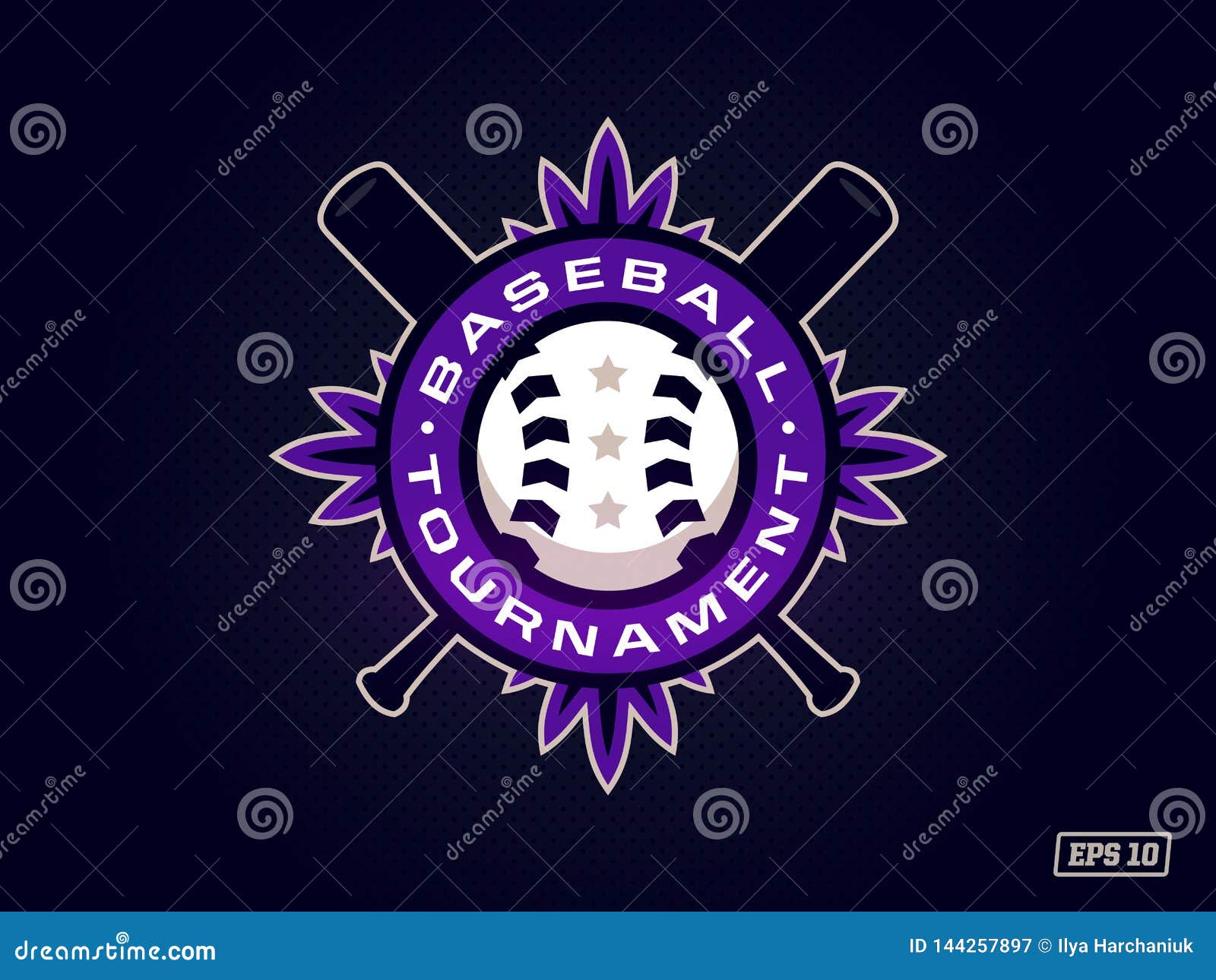 Modern Professional Emblem for Baseball Tournament in Purple Theme ...
