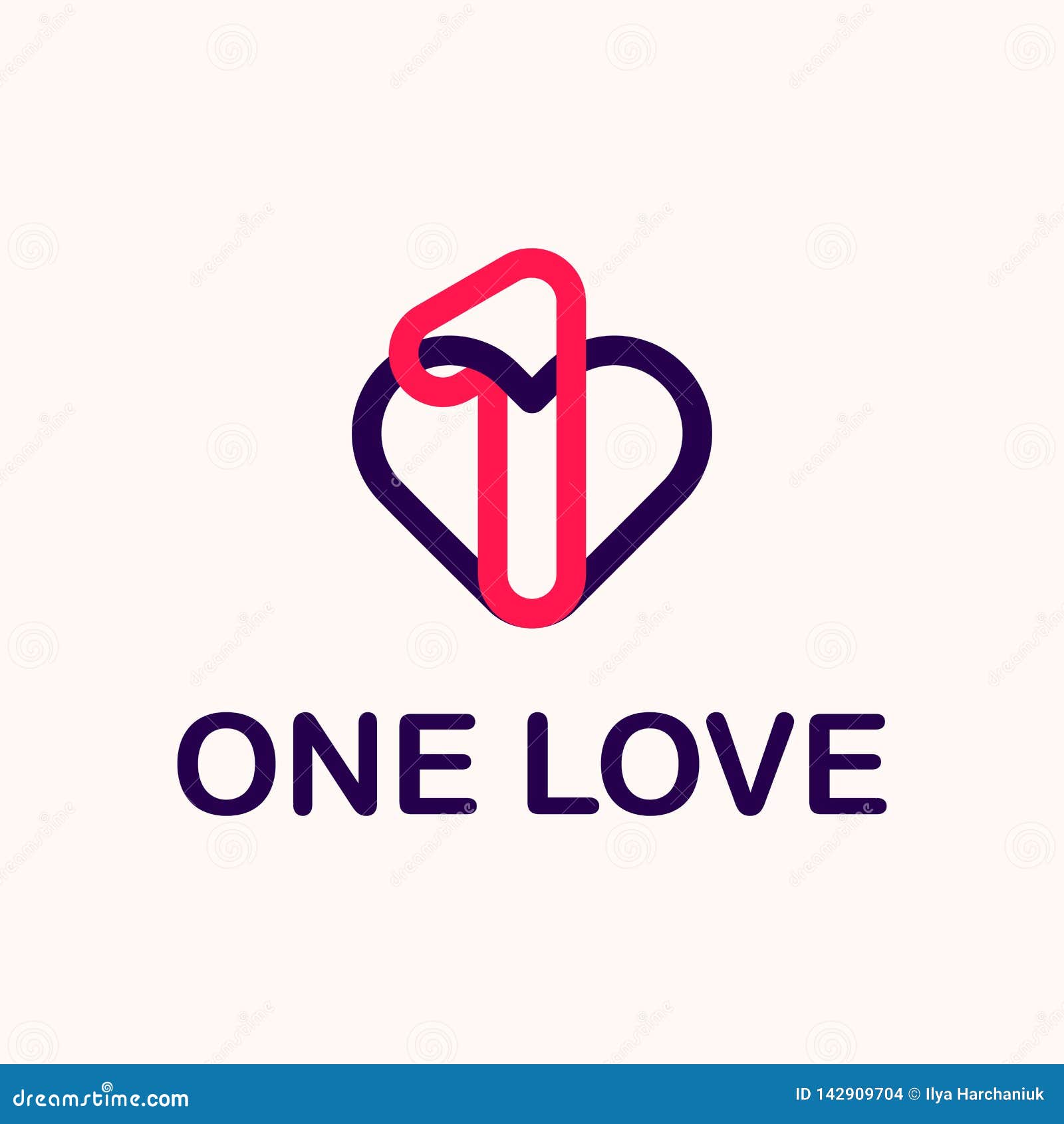 Modern Professional Logo One Love in Purple and Pink Theme Stock ...