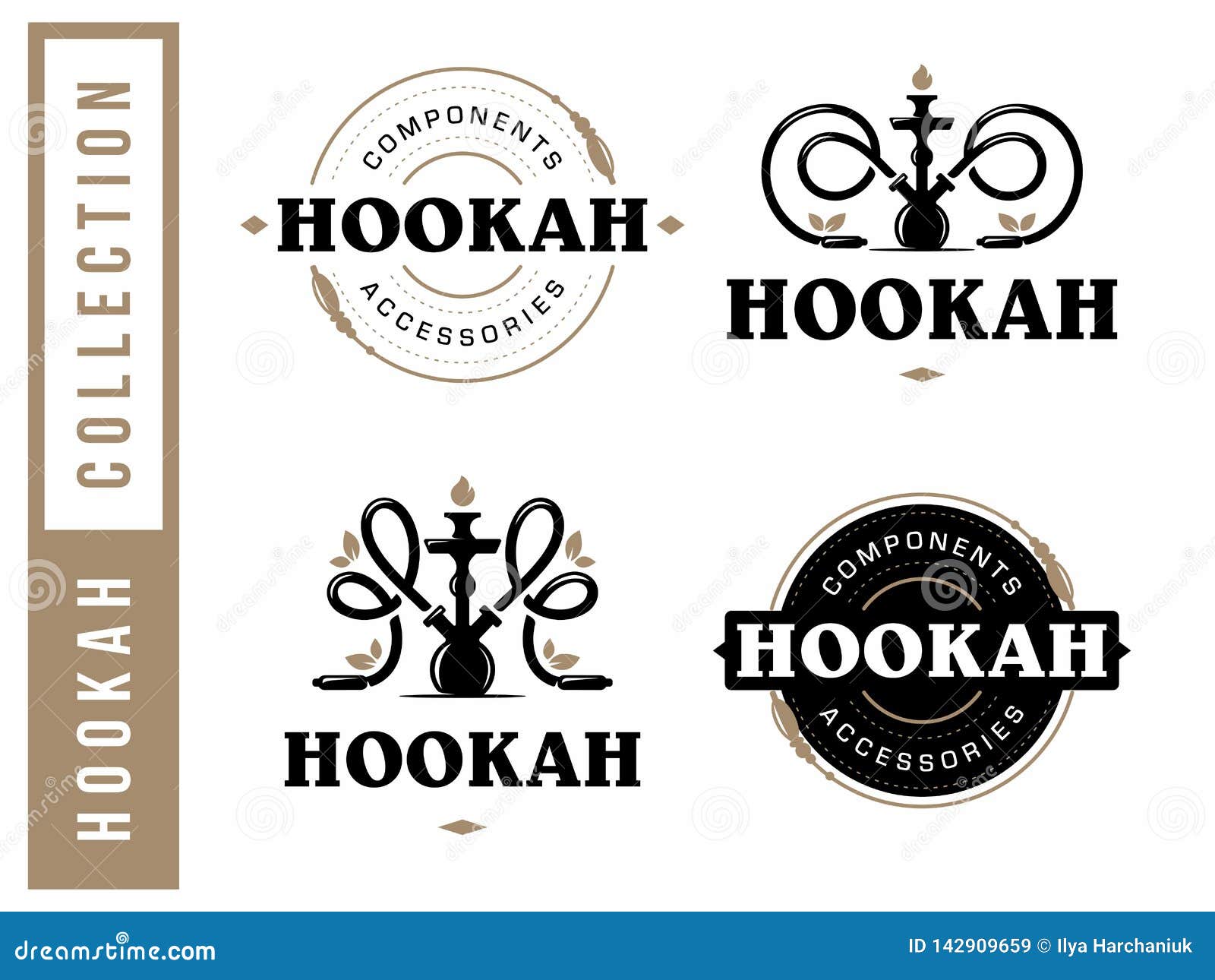 Modern Professional Logo Set Hookah in Gold and White Theme Stock ...