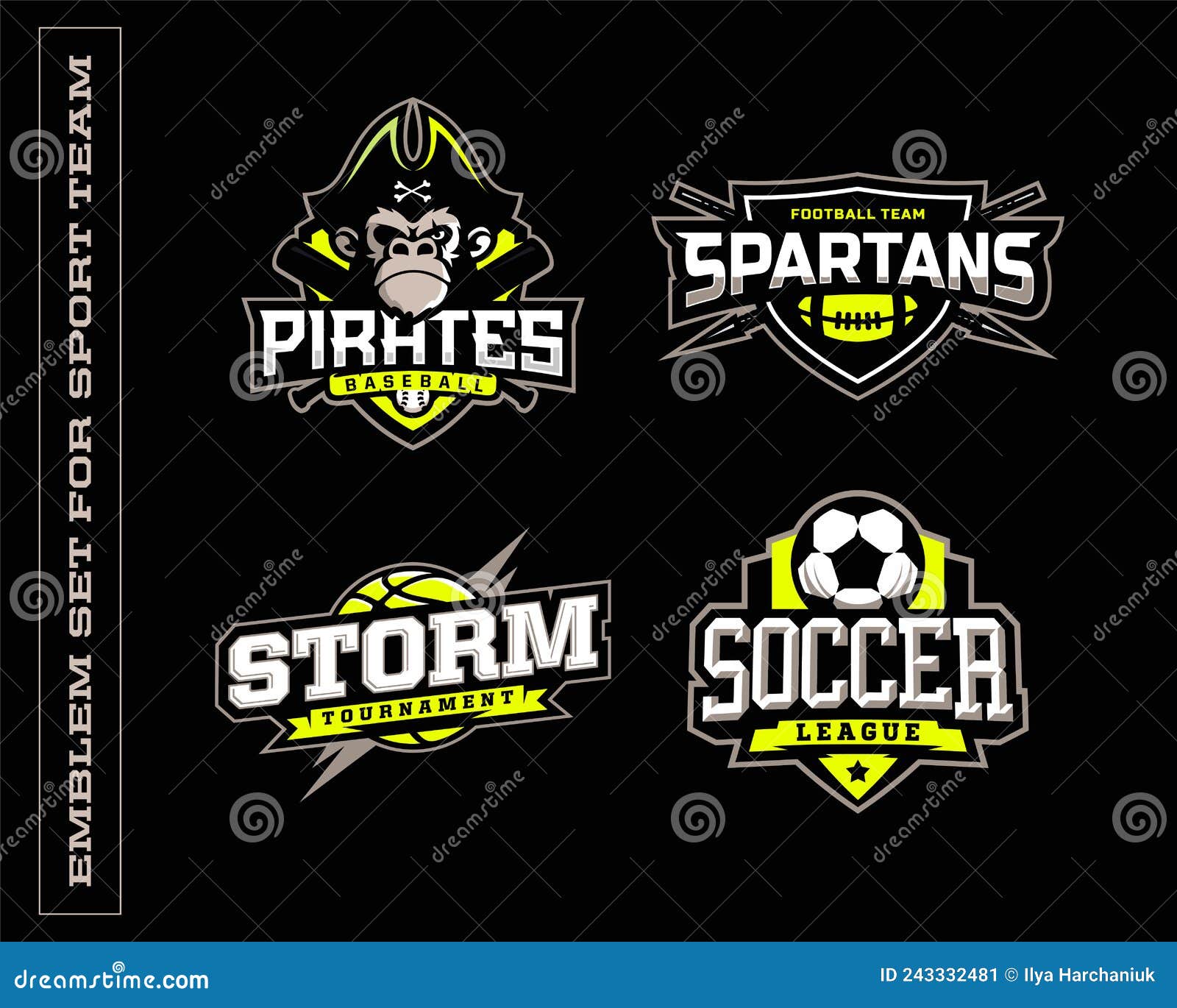 Modern Professional Logos and Emblems for Various Sports Teams Stock ...