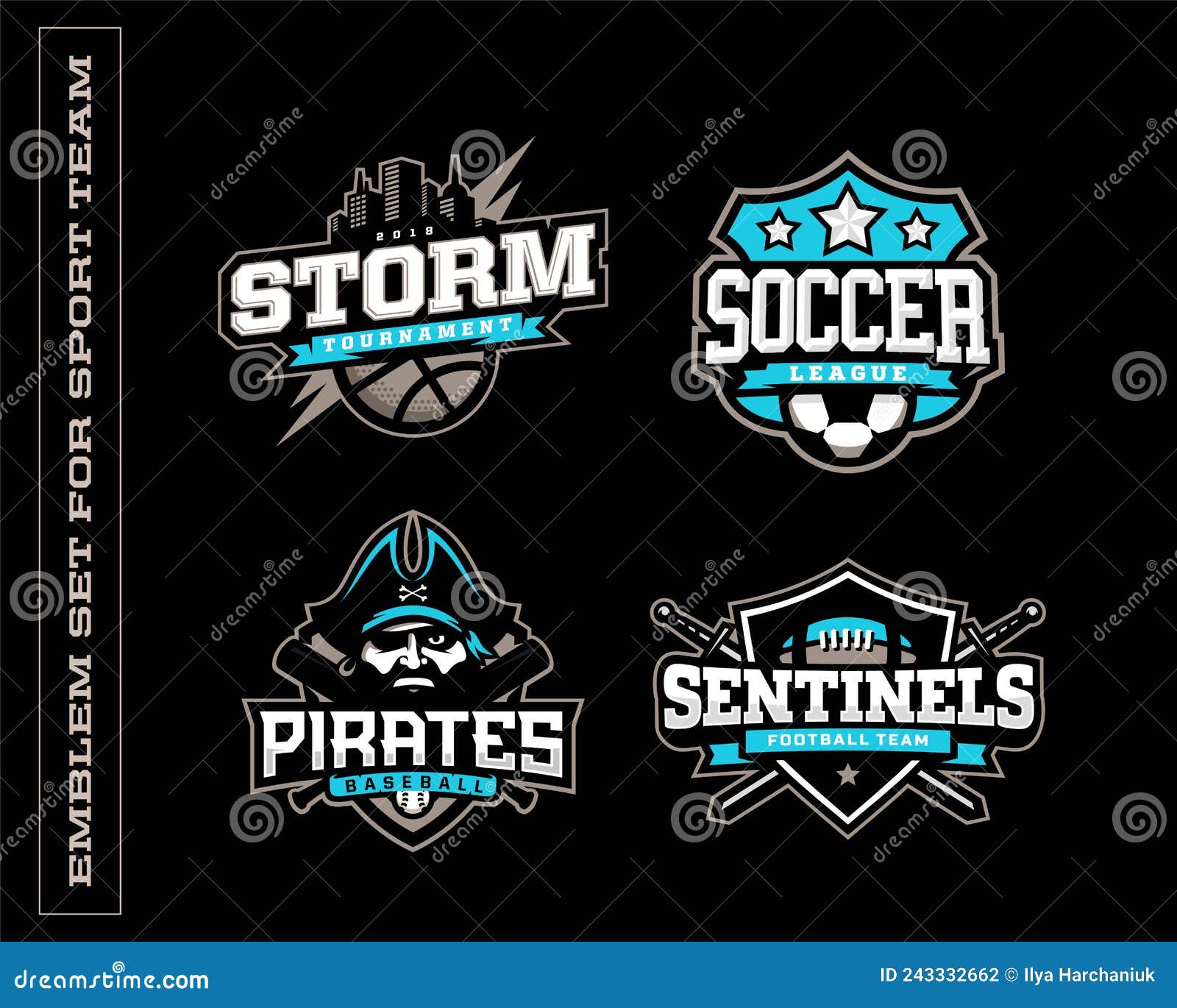 Modern Professional Logos and Emblems for Various Sports Teams Stock ...