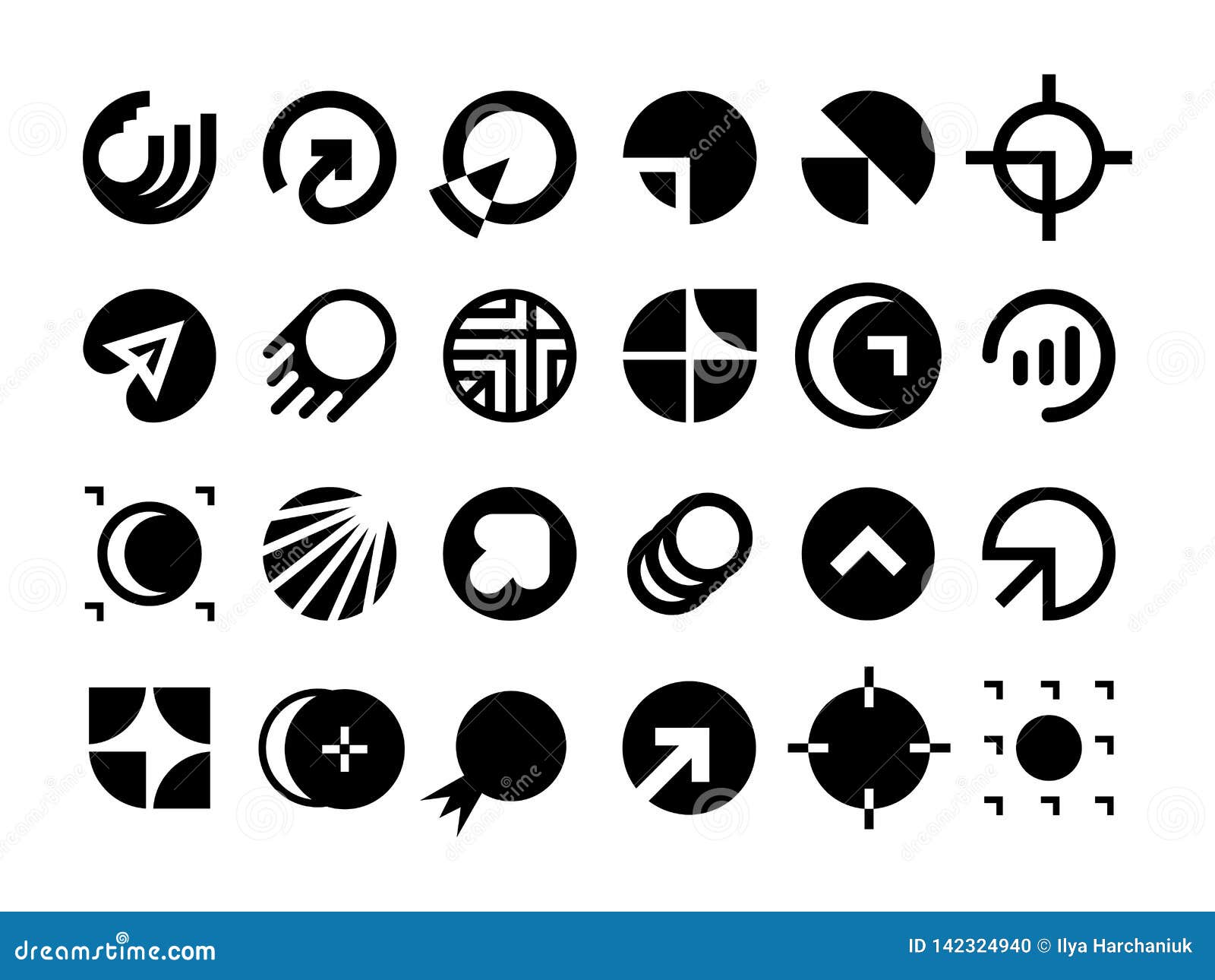 Modern Professional Set Logos Planet Technology in Black Theme Stock ...