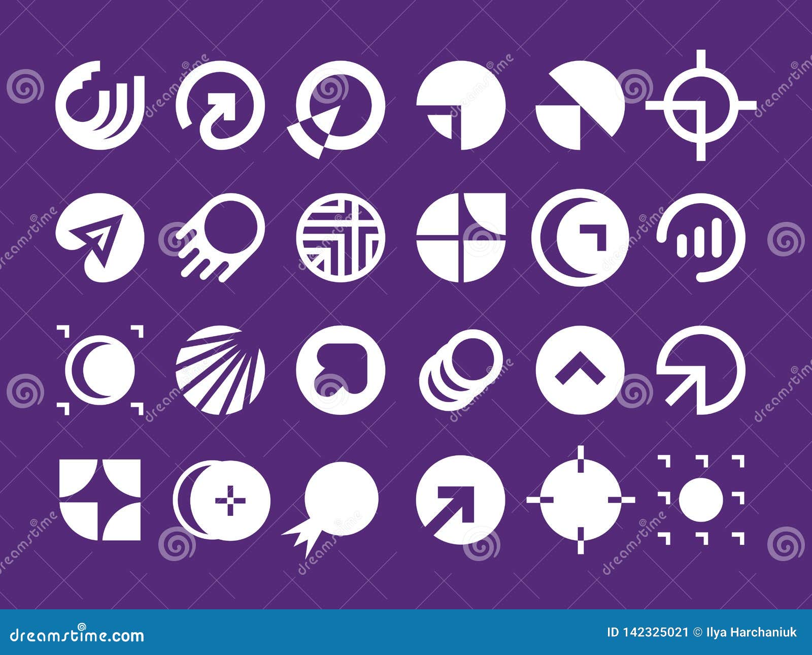 Modern Professional Set Logos Planet Technology in Purple Theme Stock ...