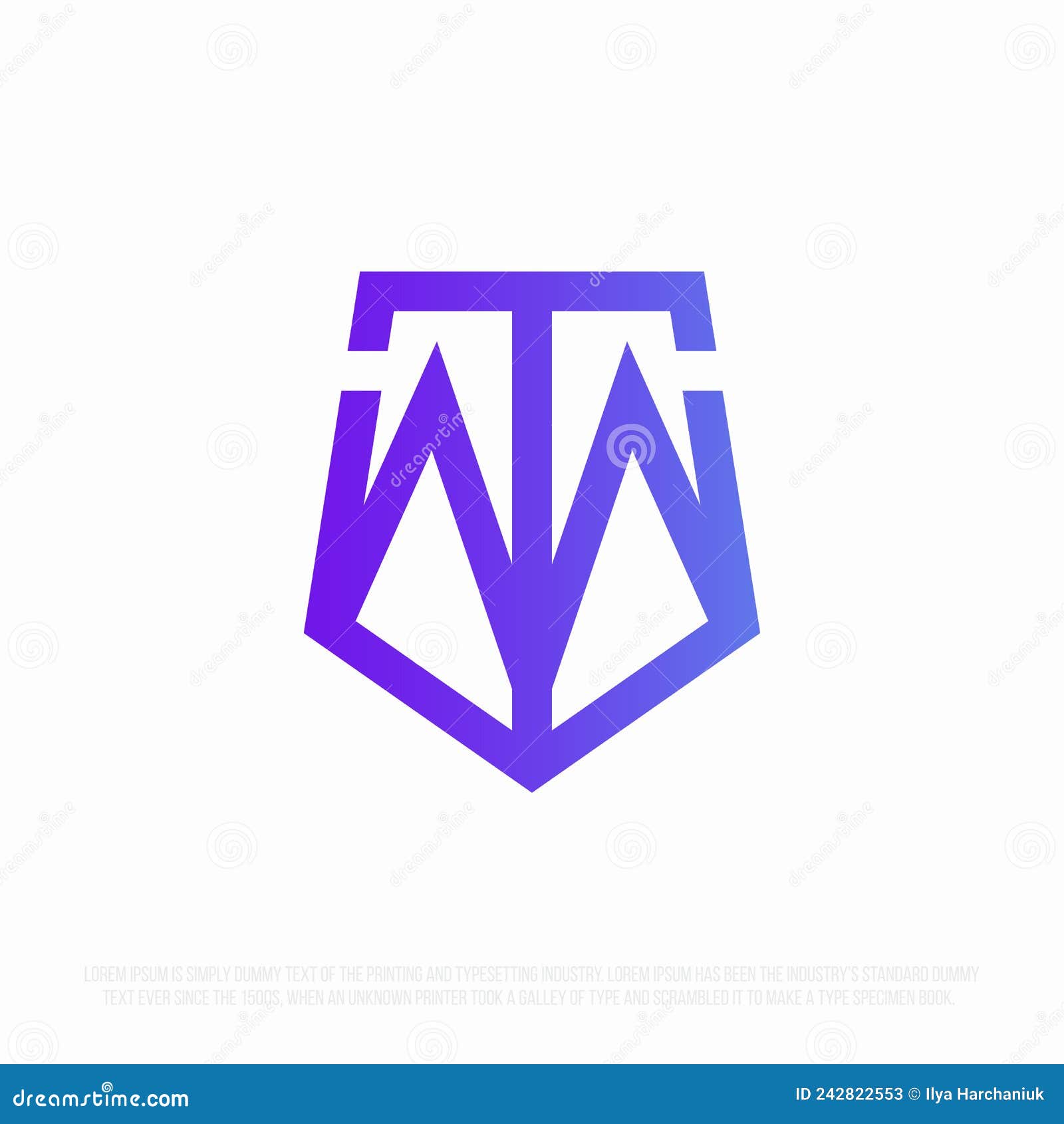 Modern Professional TM Monogram Inside the Shield Stock Vector ...