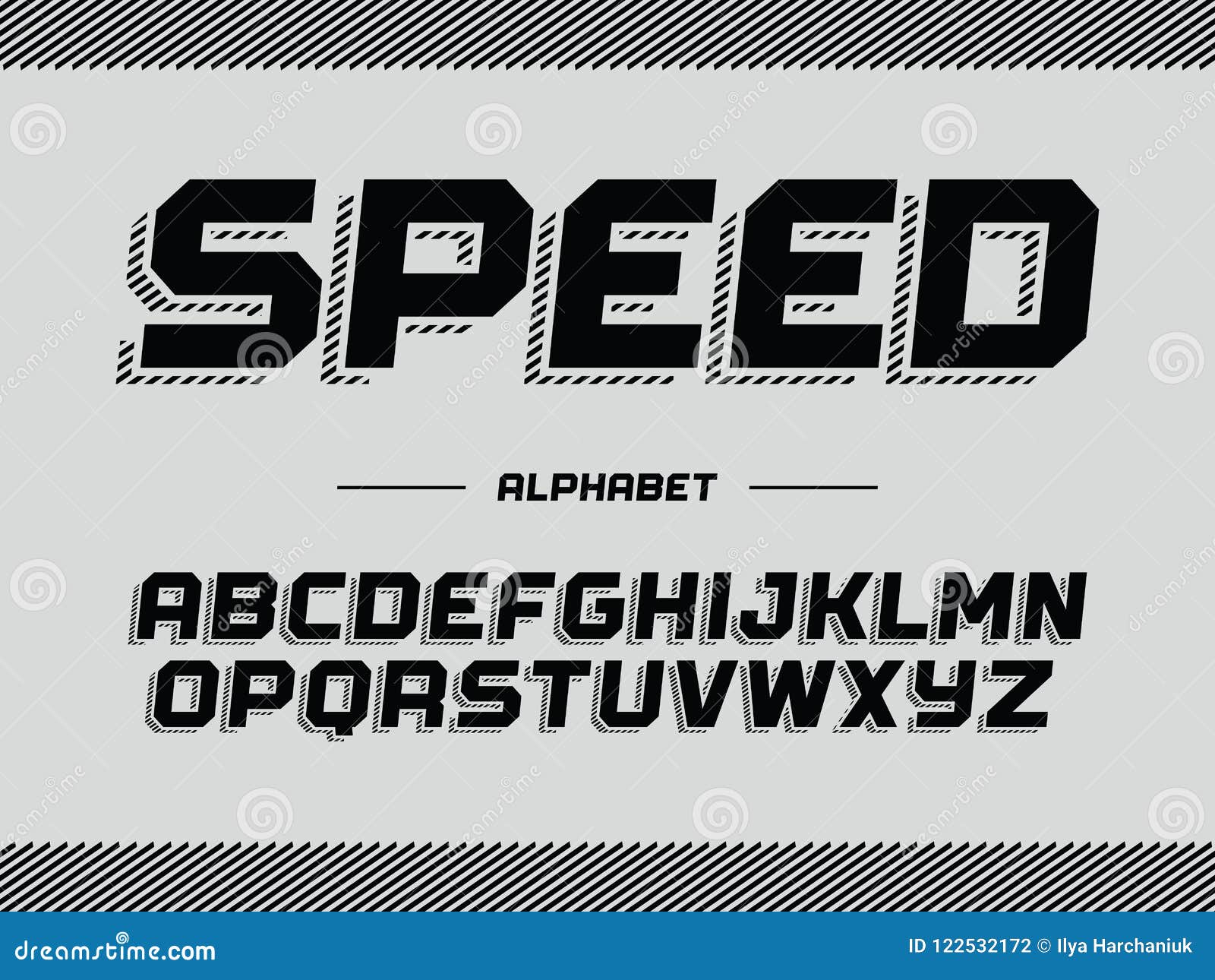 Abc Letters With Speed Lines Effects. Vector Font Fits To Fast Motion ...