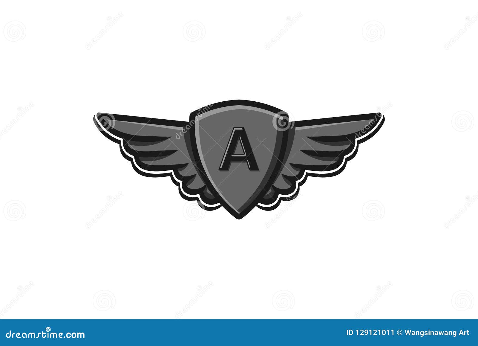 Modern Professional Wings and Shield Initial a. Stock Vector ...