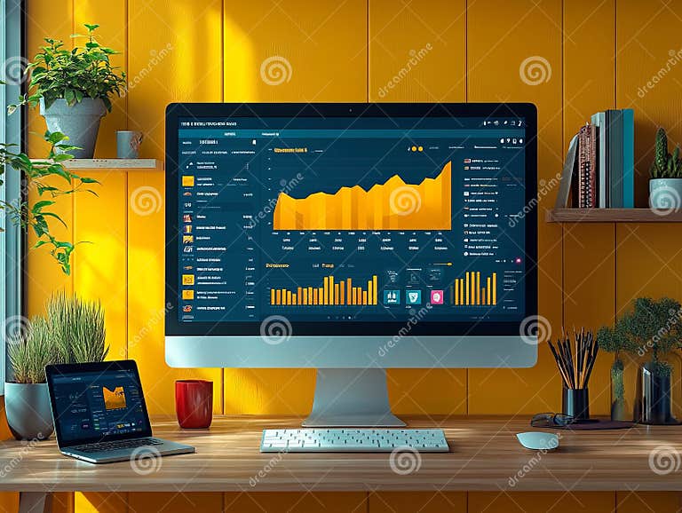 A Modern, Professional Workspace with a Focus on Financial or Data ...