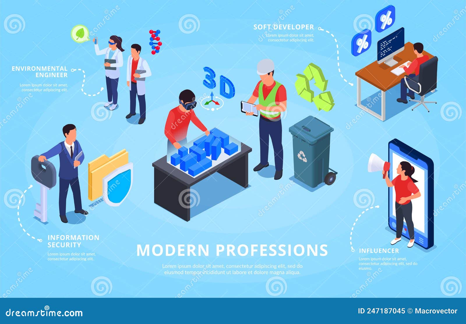 Modern Professions Isometric Stock Vector - Illustration of isometric ...