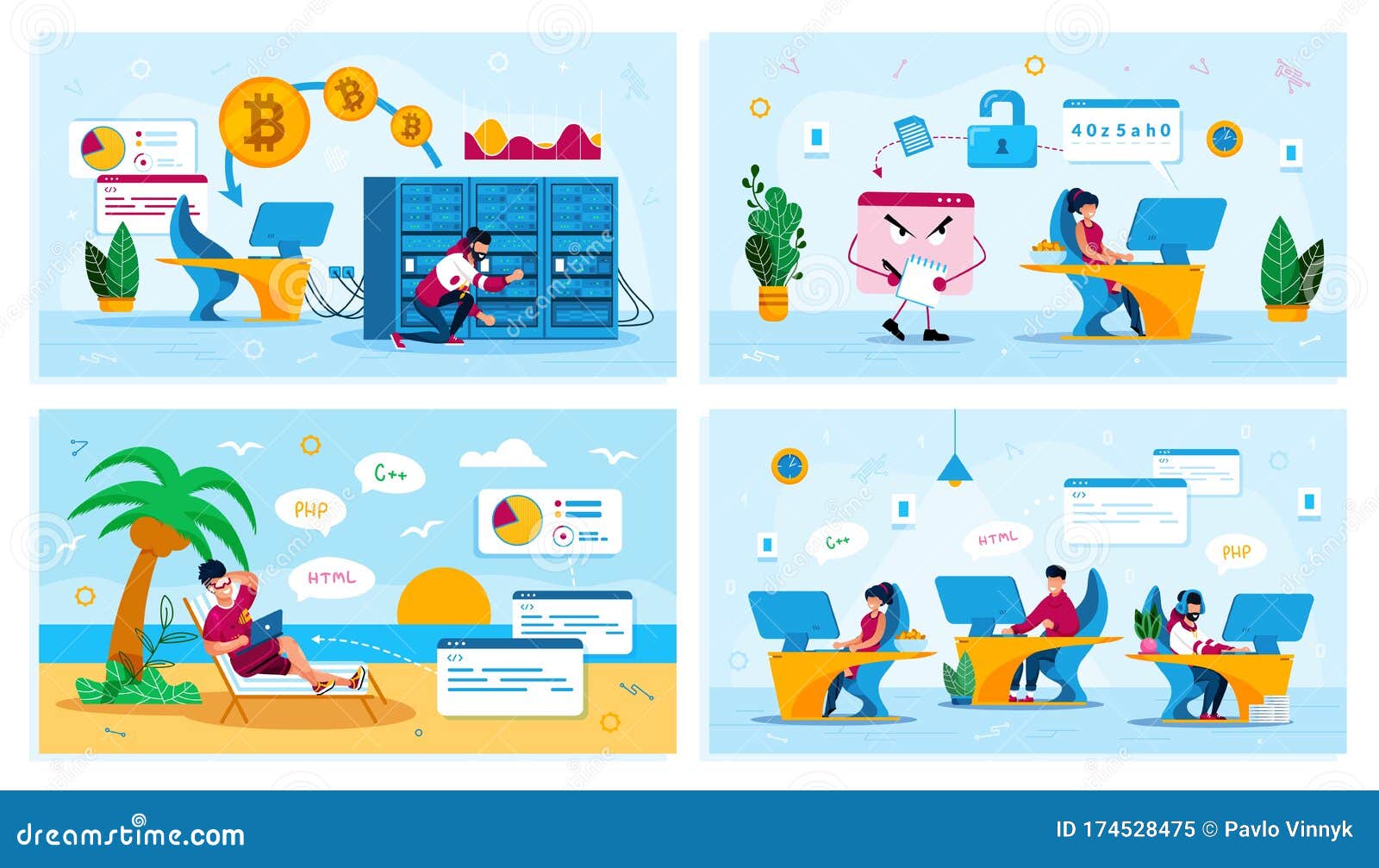 Modern Programmers Characters Flat Vector Set Stock Vector - Illustration of development ...