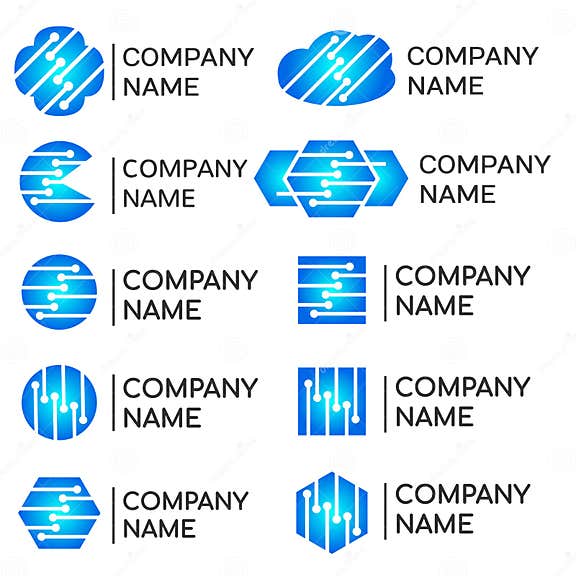 Modern Programmers Developers Technical Logos Set Stock Vector ...