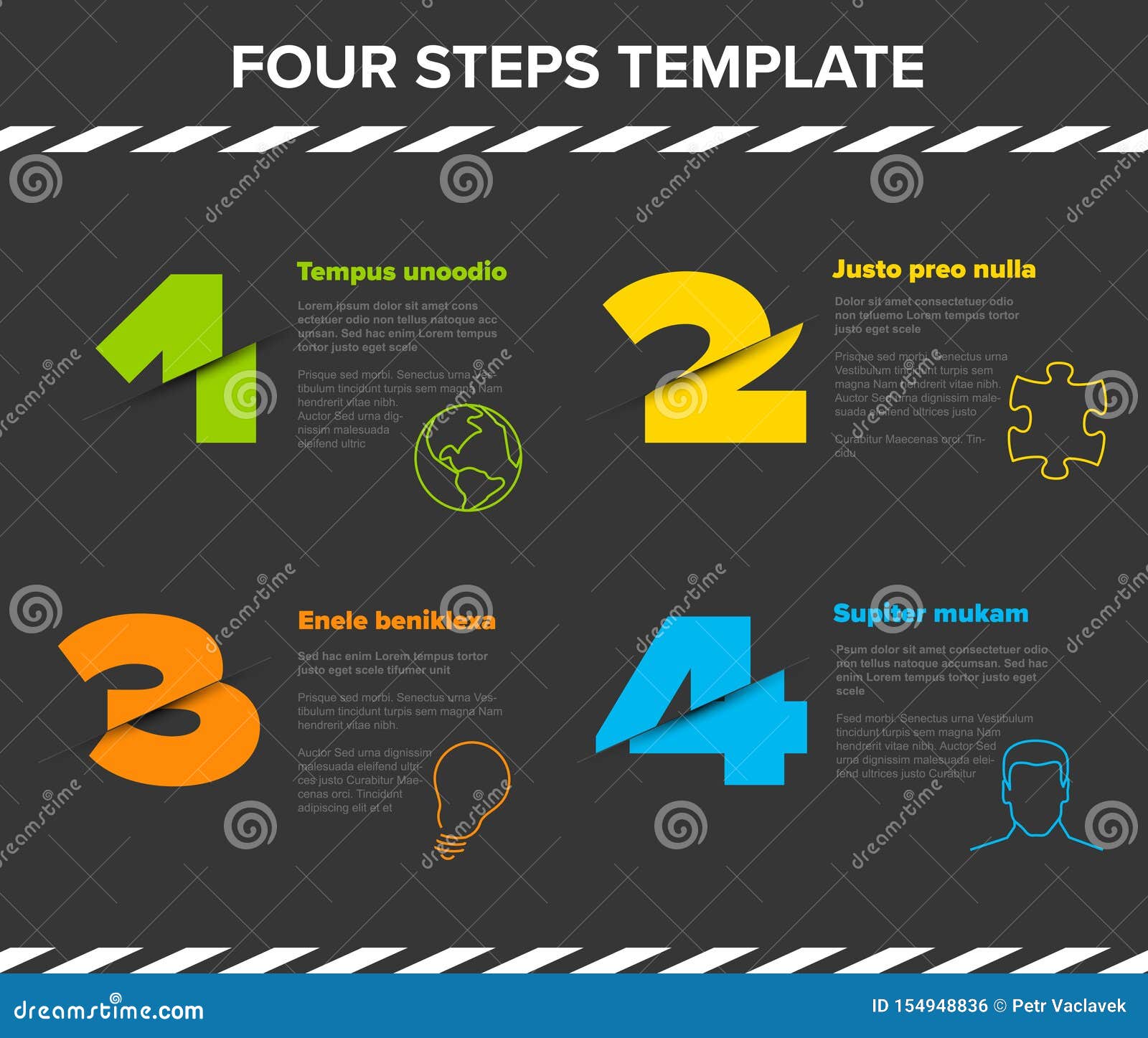 Modern Progress Four Steps Template Stock Vector - Illustration of dark ...