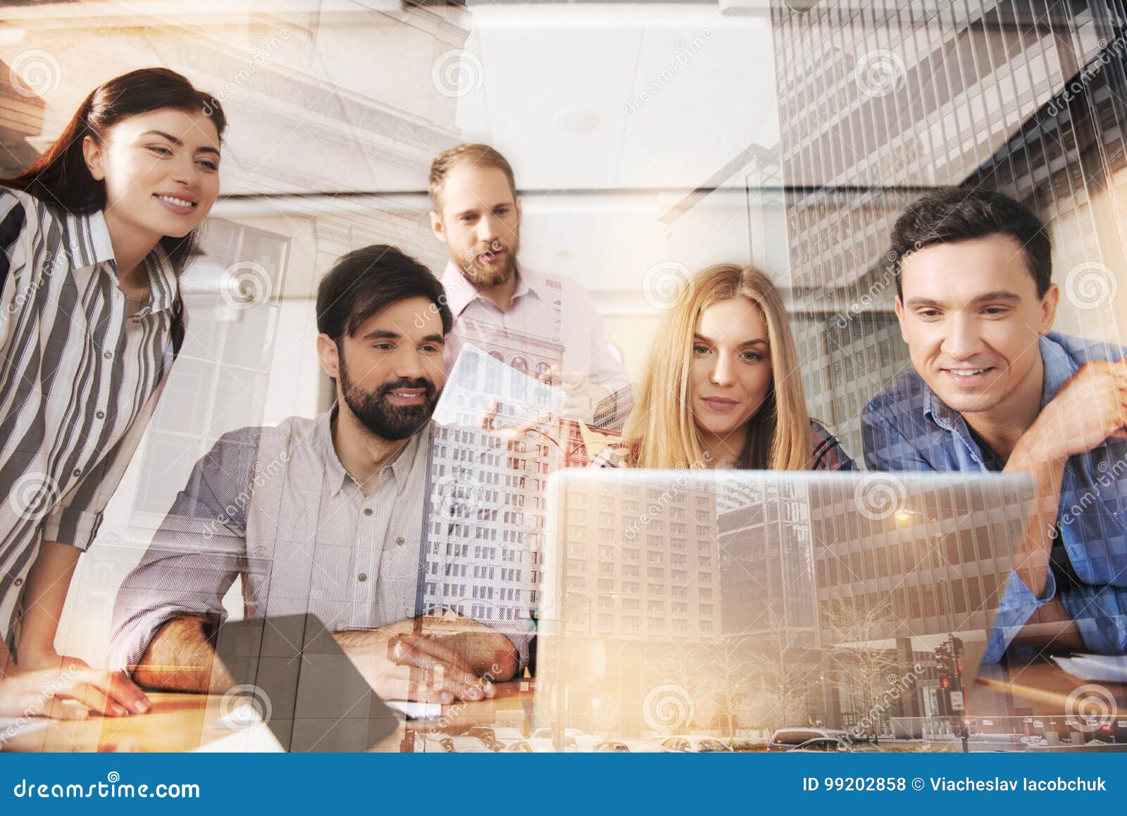 Positive Young Colleagues Working in the Office Stock Photo - Image of ...