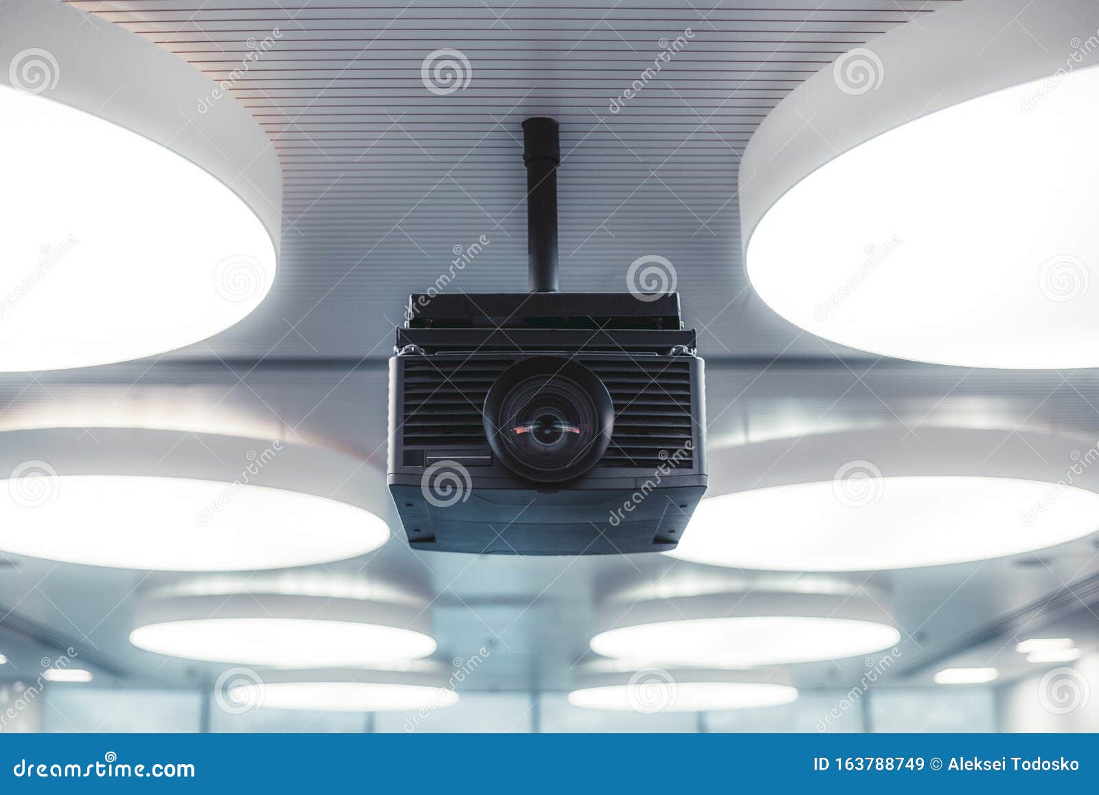A Modern Projector in a Lecture Room Stock Image - Image of ceiling ...