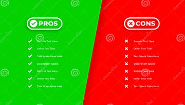 Modern Pros and Cons Comparison List Design Stock Vector - Illustration ...