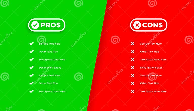 Modern Pros and Cons Comparison List Design Stock Vector - Illustration ...