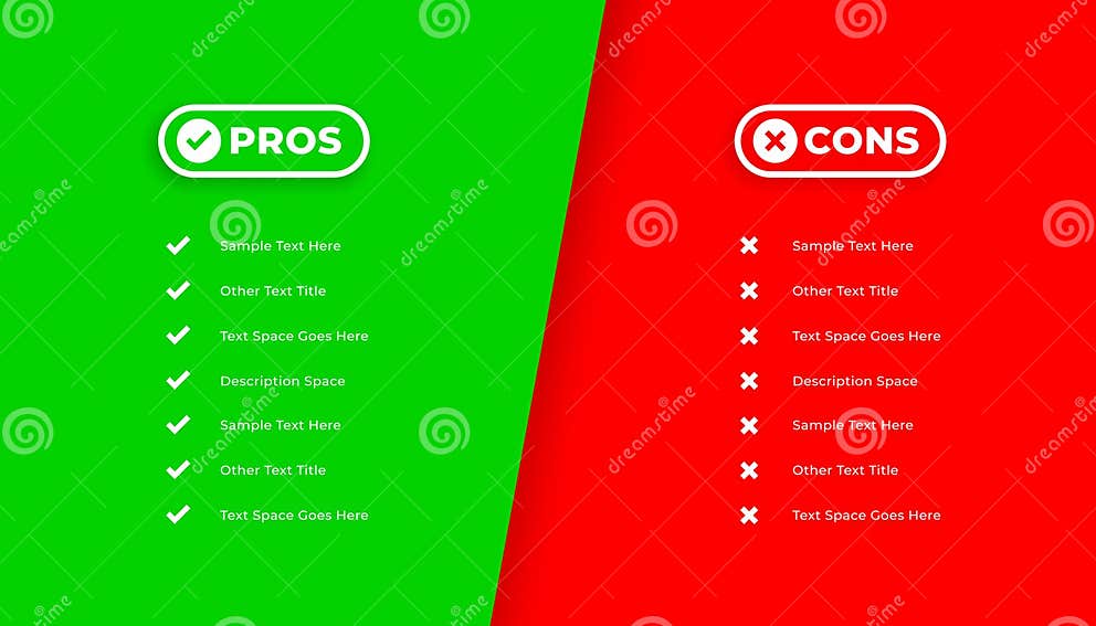 Modern Pros and Cons Comparison List Design Stock Vector - Illustration ...