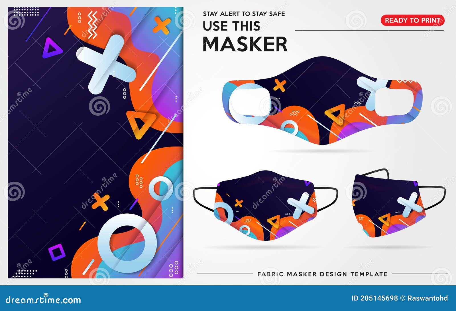Modern Protective Mask Design Template with Abstract and Colorful ...