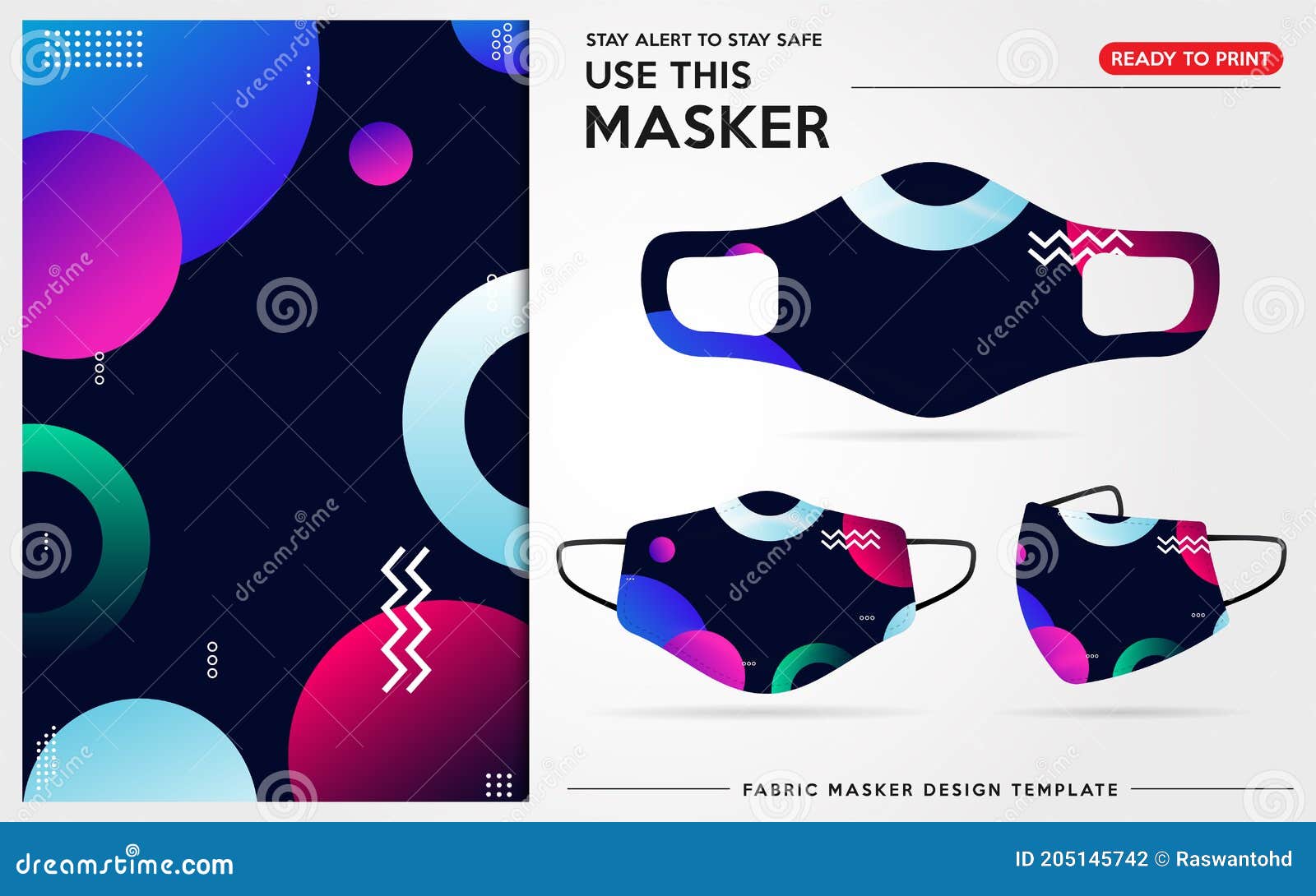 Modern Protective Mask Design Template with Abstract and Colorful ...