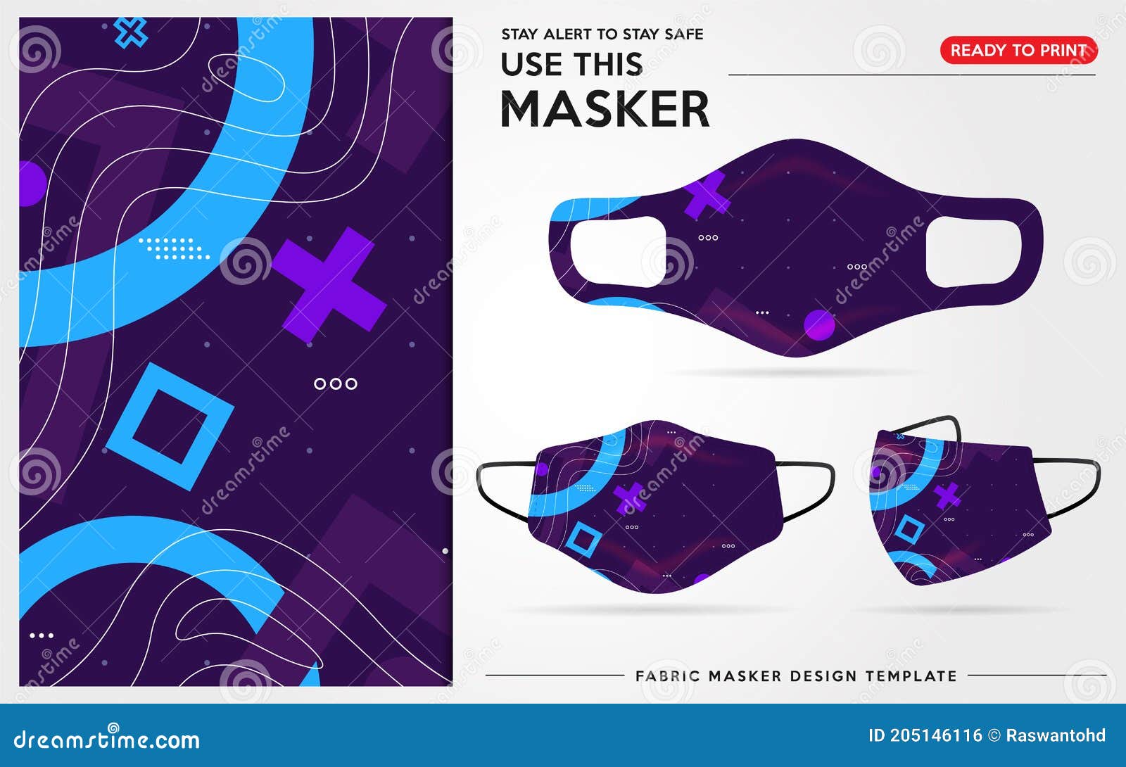 Modern Protective Mask Design Template with Abstract and Colorful ...