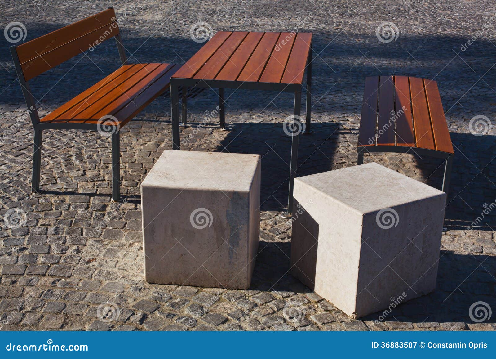 Modern Public Bench and Table Stock Image - Image of architecture ...