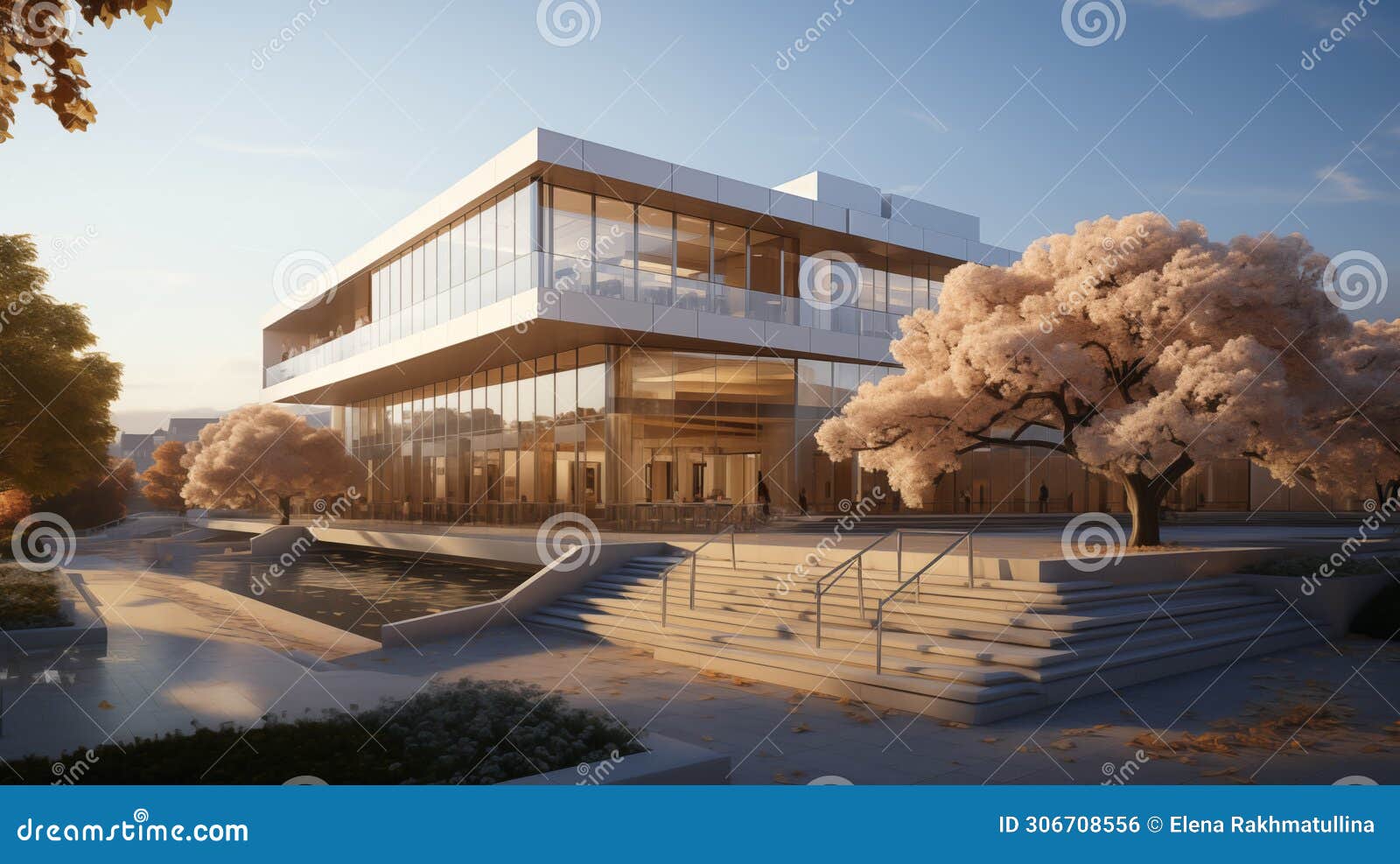 Modern Public Building with Big Windows Stock Photo - Image of project ...