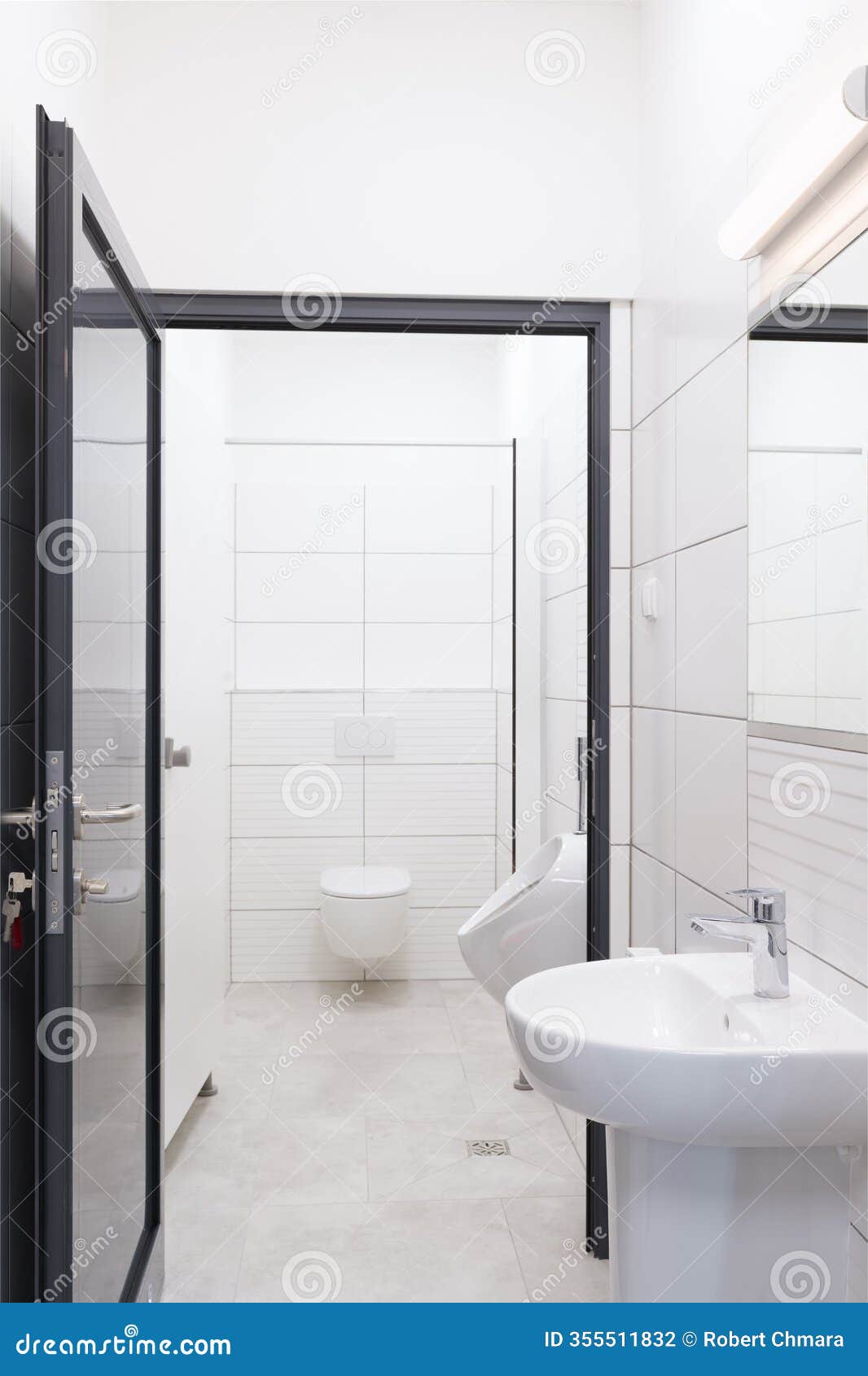 Men Restroom With Row Of Urinal Bowl Clean Modern Style Public Toilet ...