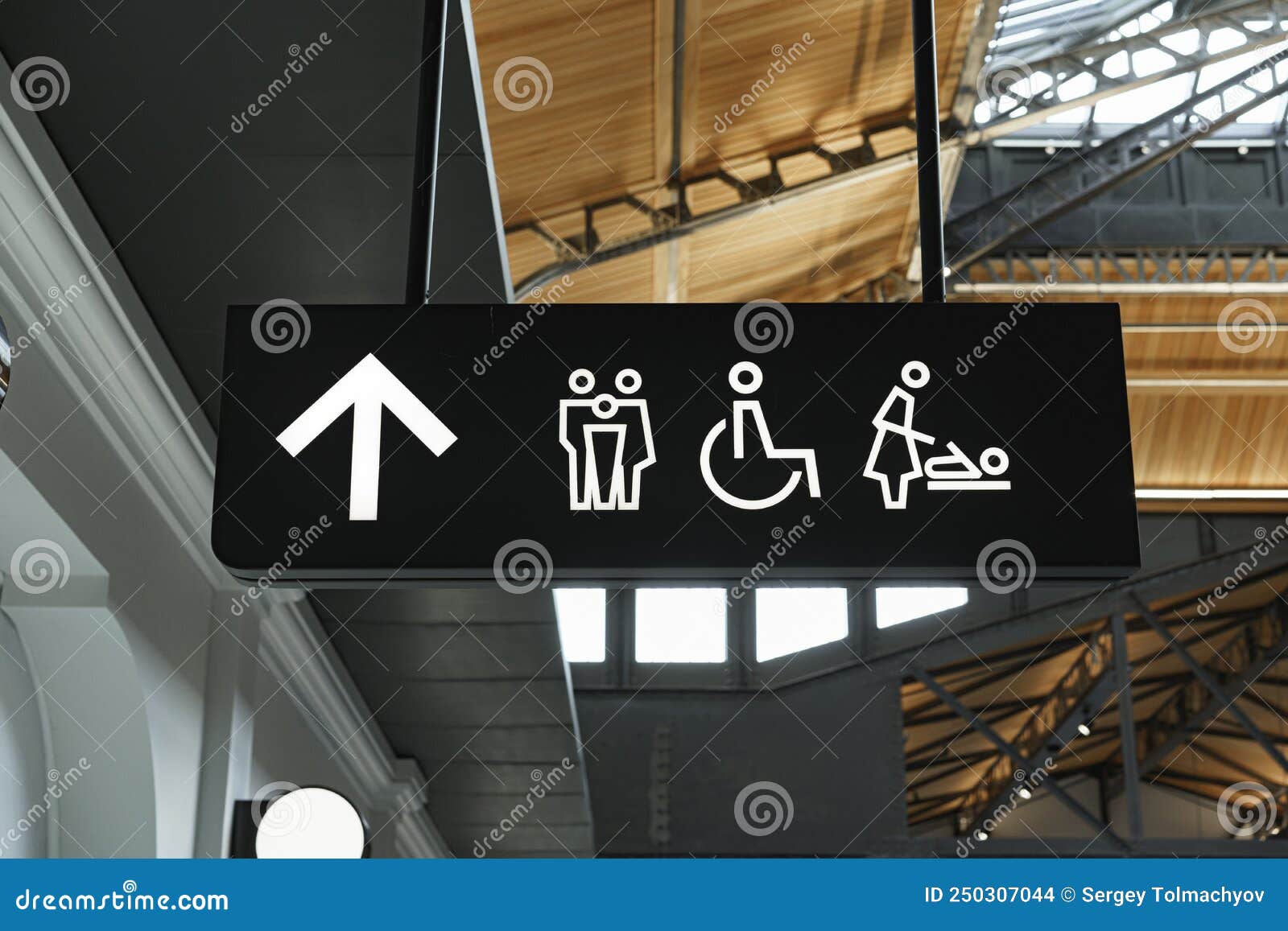 Modern Public Toilet Sign on the Wall Stock Photo - Image of bathroom ...