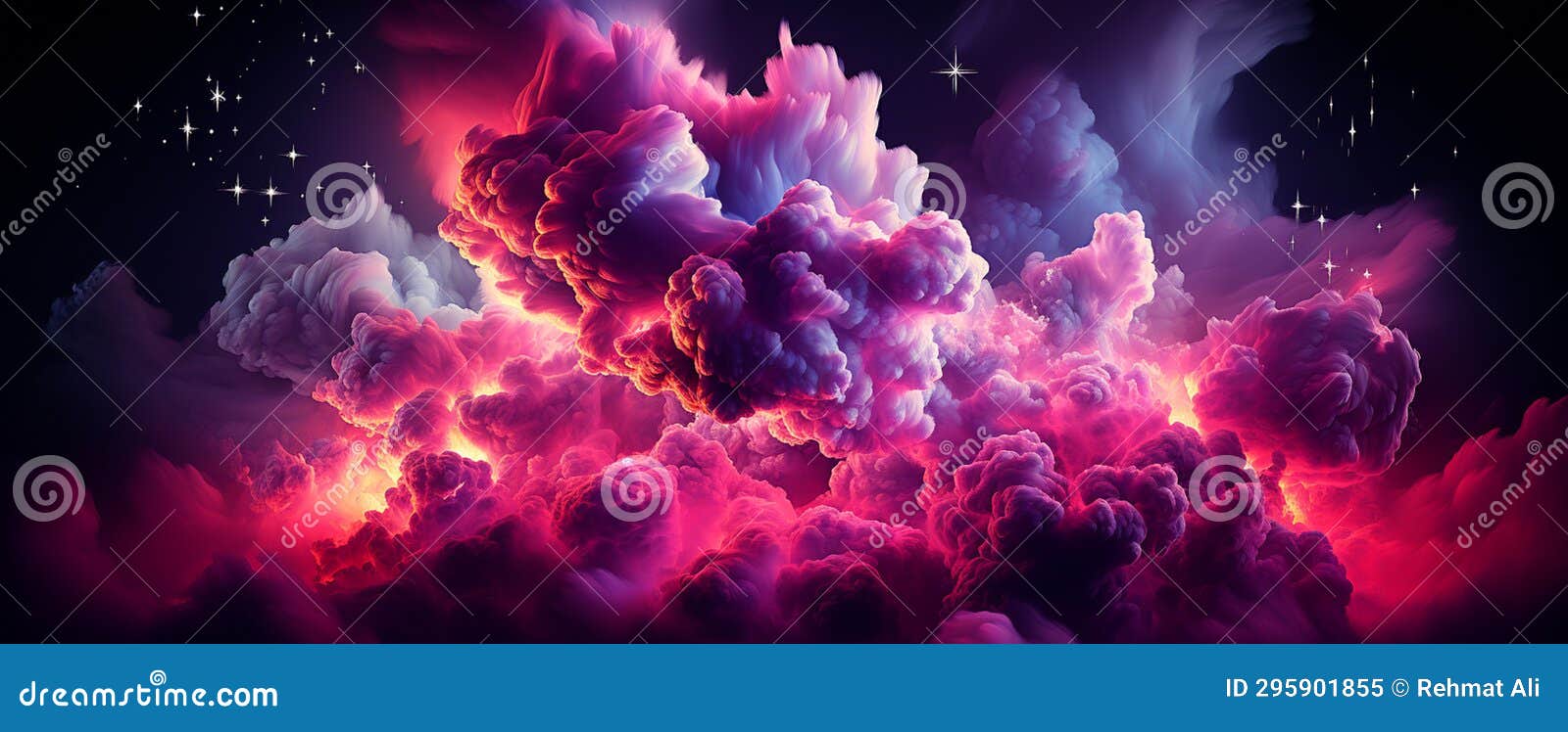 Modern Purple Abstract Cloud Illuminated with Neon Light Ring on Dark ...