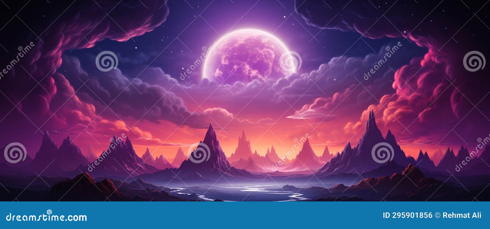 Modern Purple Abstract Cloud Illuminated with Neon Light Ring on Dark ...