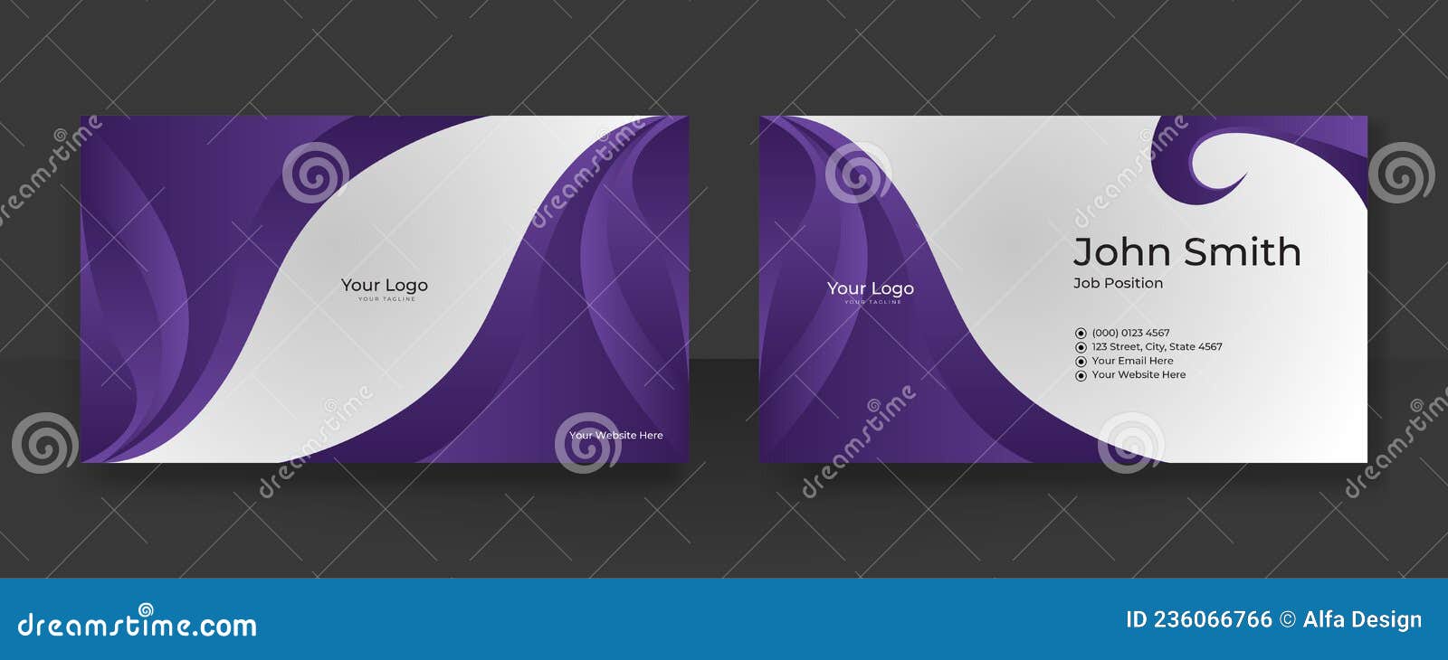 Modern Purple Business Card Design Template Stock Illustration ...