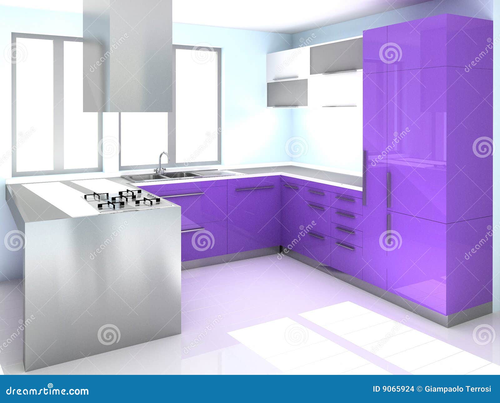 Modern Purple Kitchen Stock Photography | CartoonDealer.com #9065924